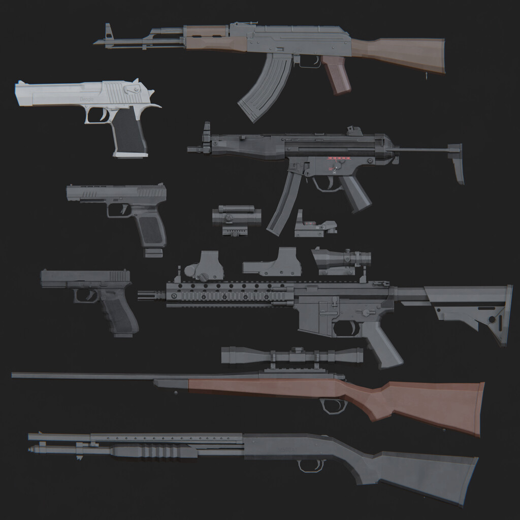 ArtStation - Low Poly Weapons