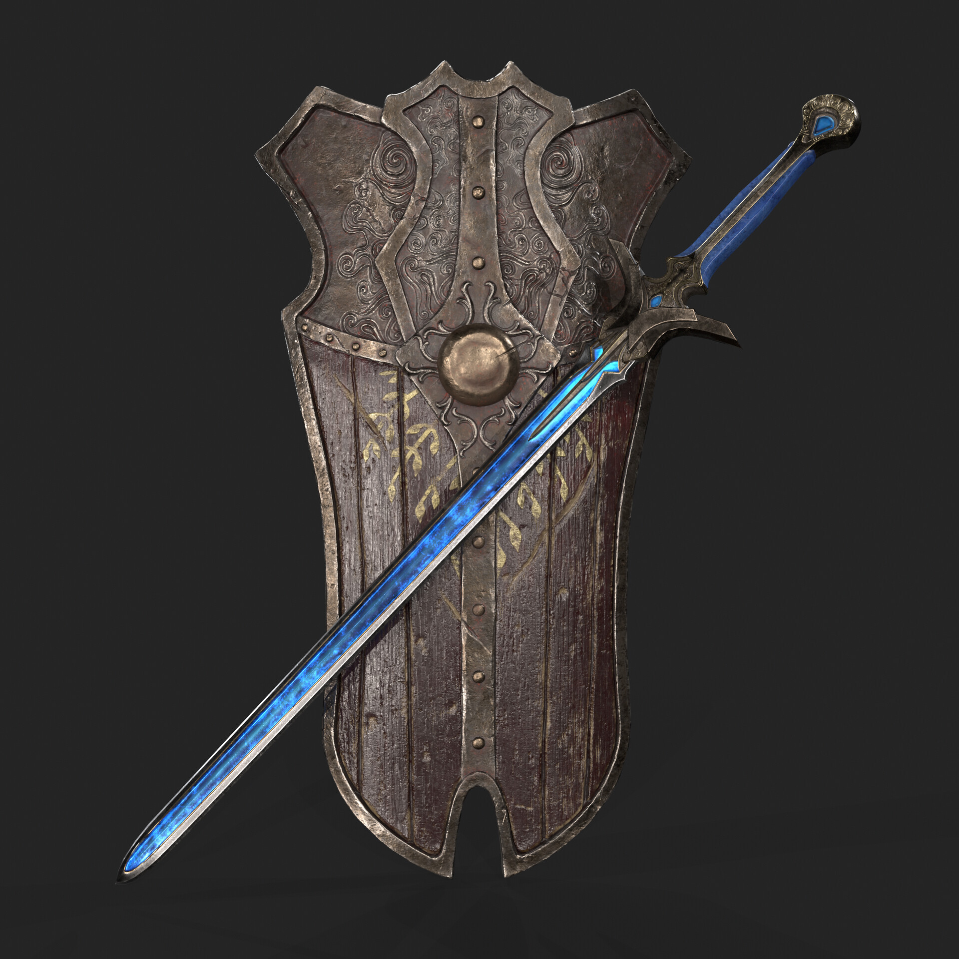 ArtStation - Bulwark Shield & Frostbane Sword