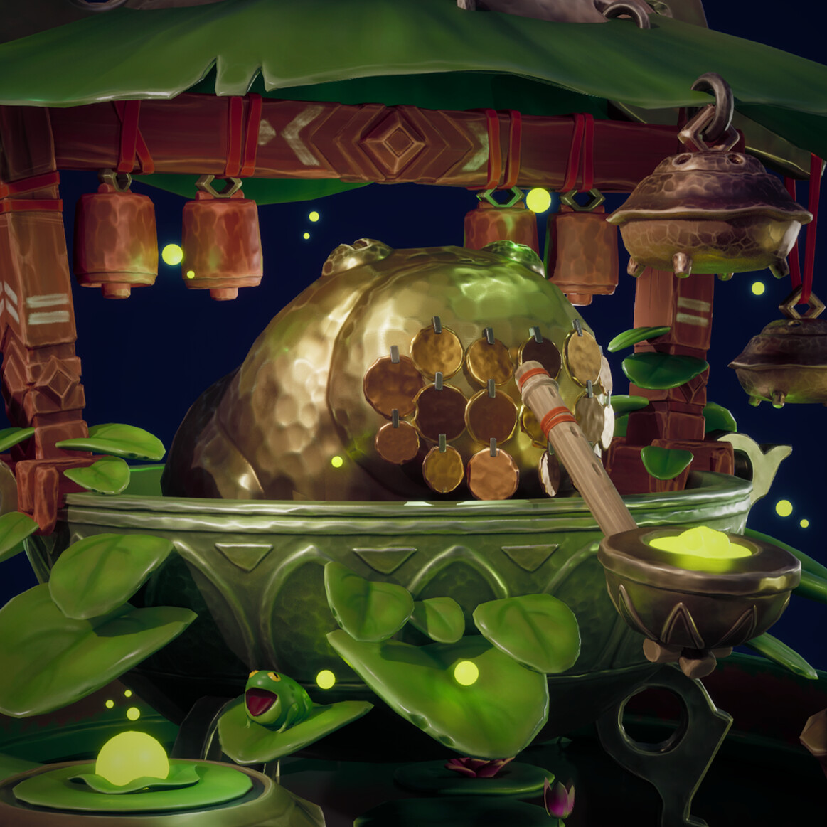 ArtStation - Stylized Frog Shrine Diorama