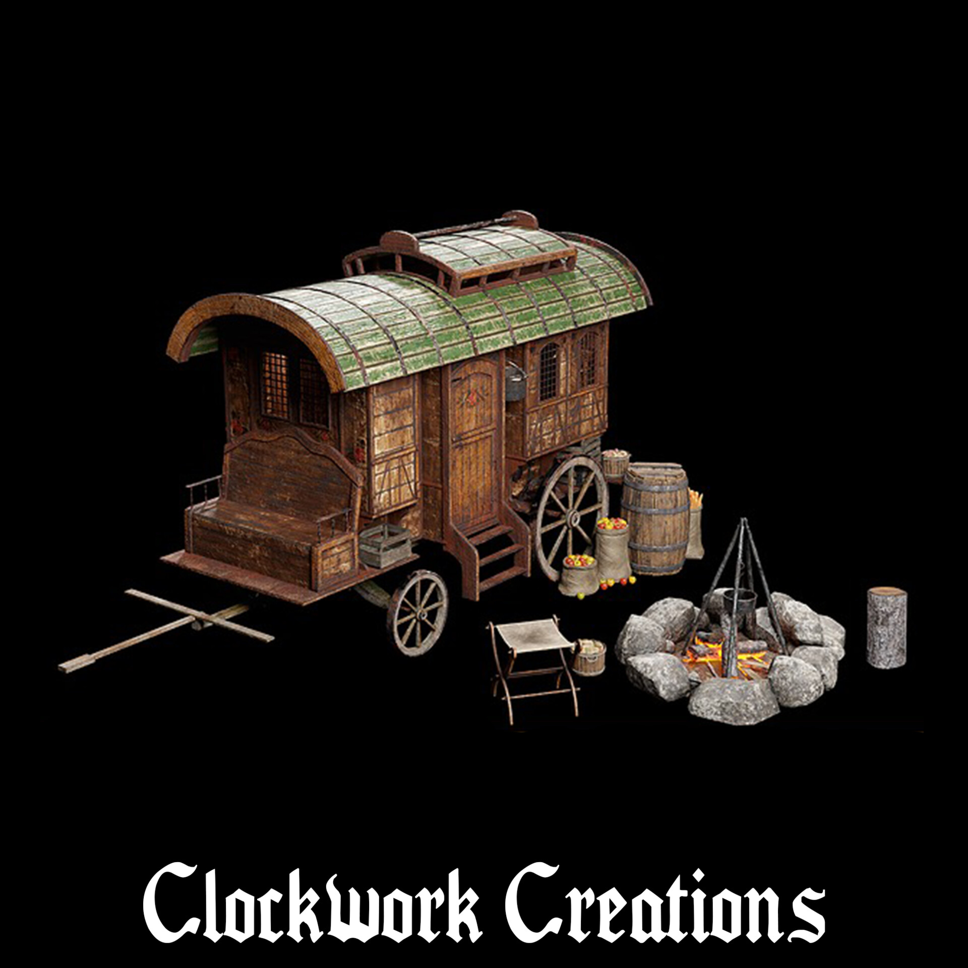 ArtStation - Medieval Wagon Camping Pack