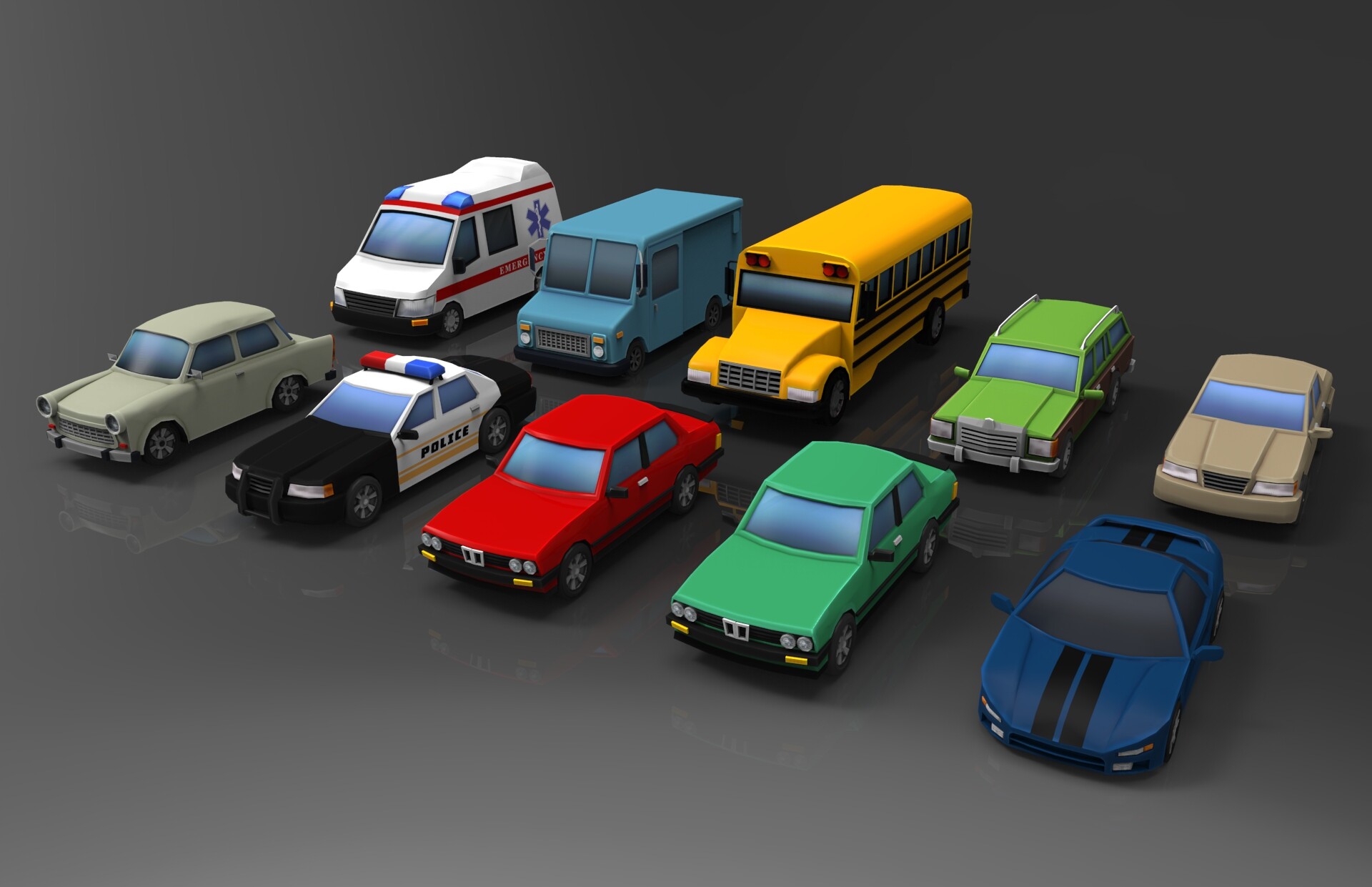 ArtStation - Low Poly Cars