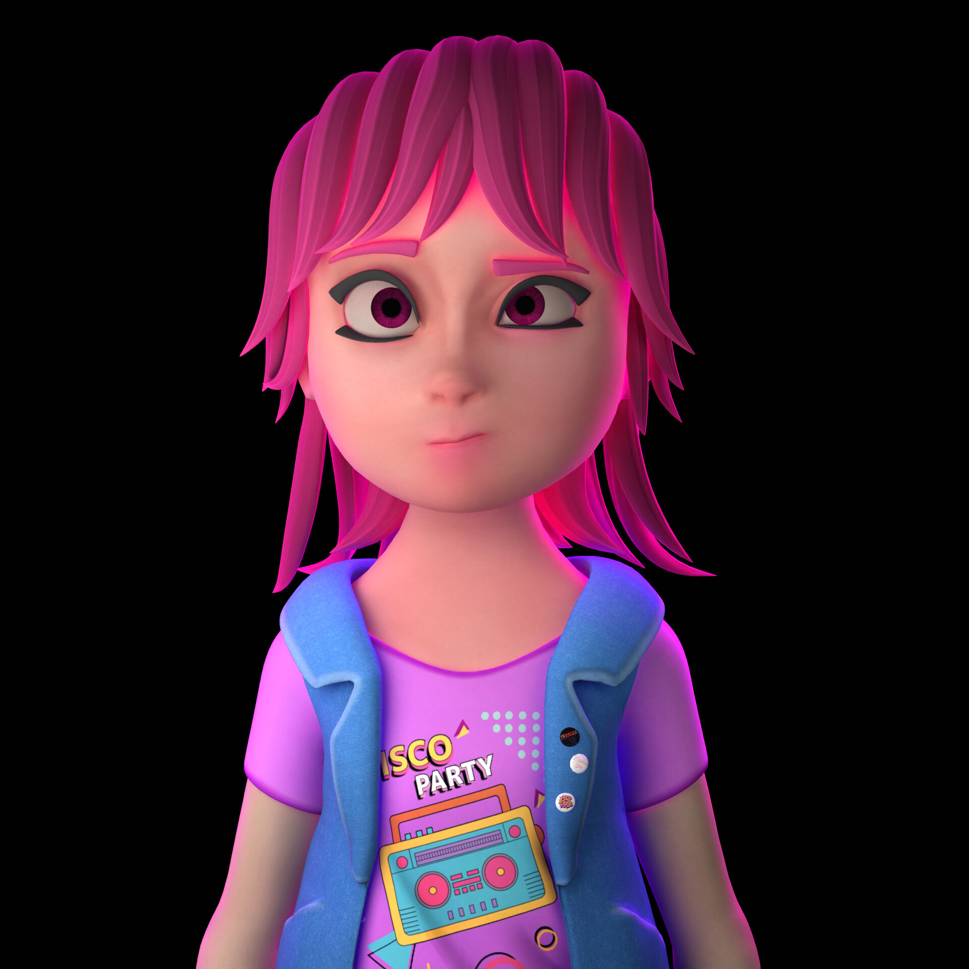 ArtStation - retro pink girl