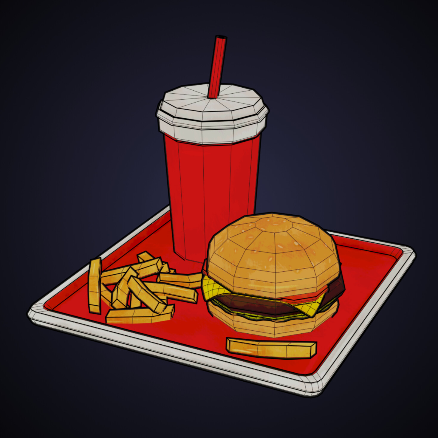 ArtStation - Stylized Burger & Milkshake