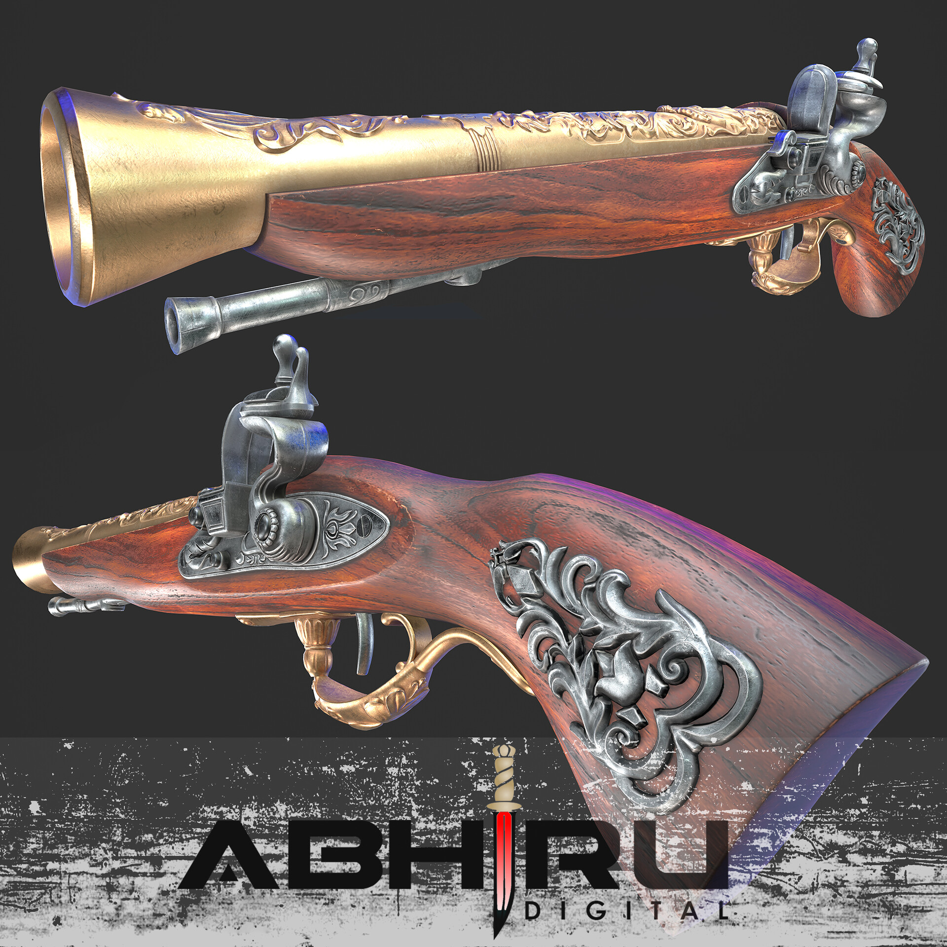 ArtStation - Abhiru Digital : Flintlock Pistol