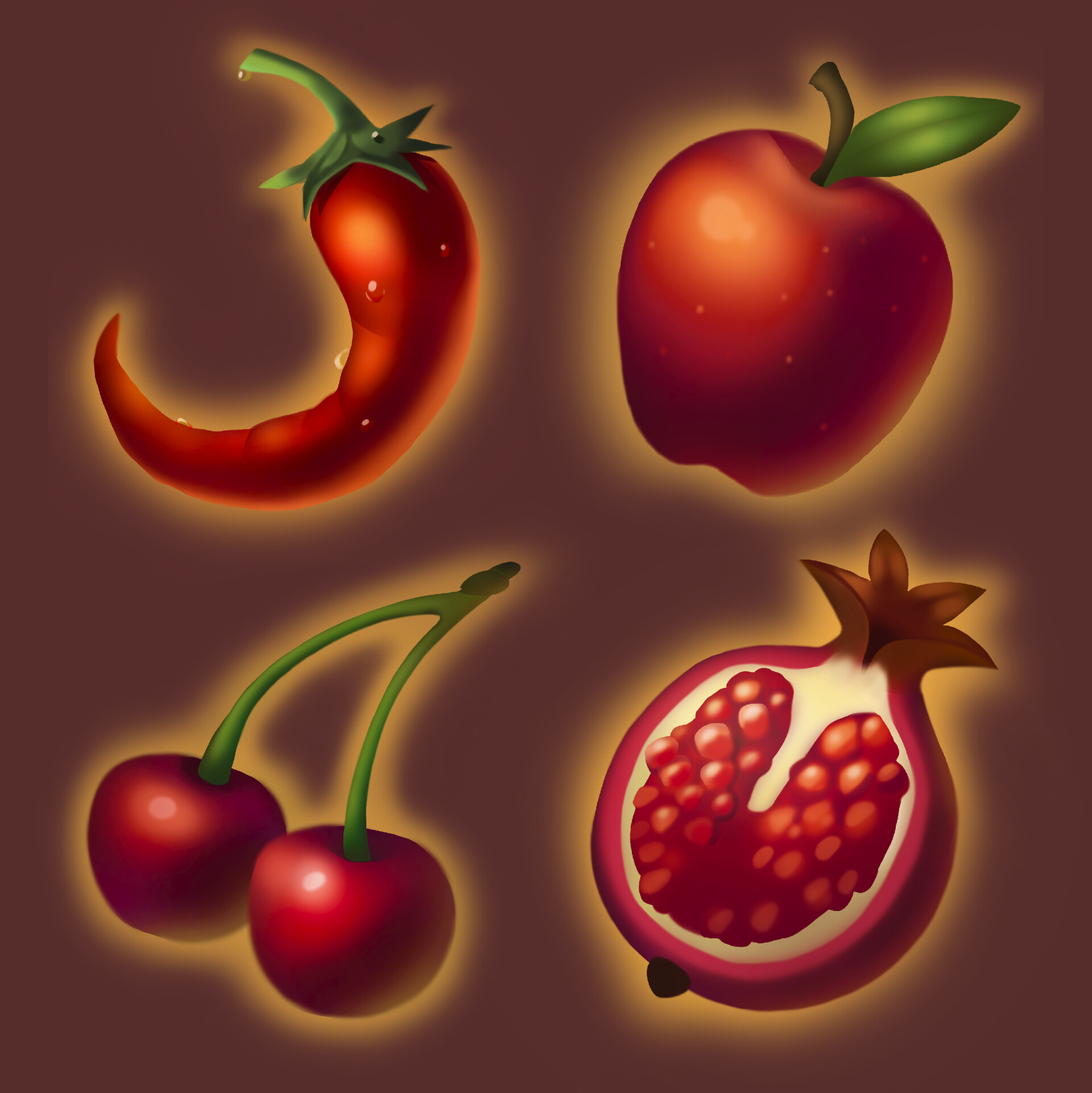 ArtStation - Red Food Icons Set