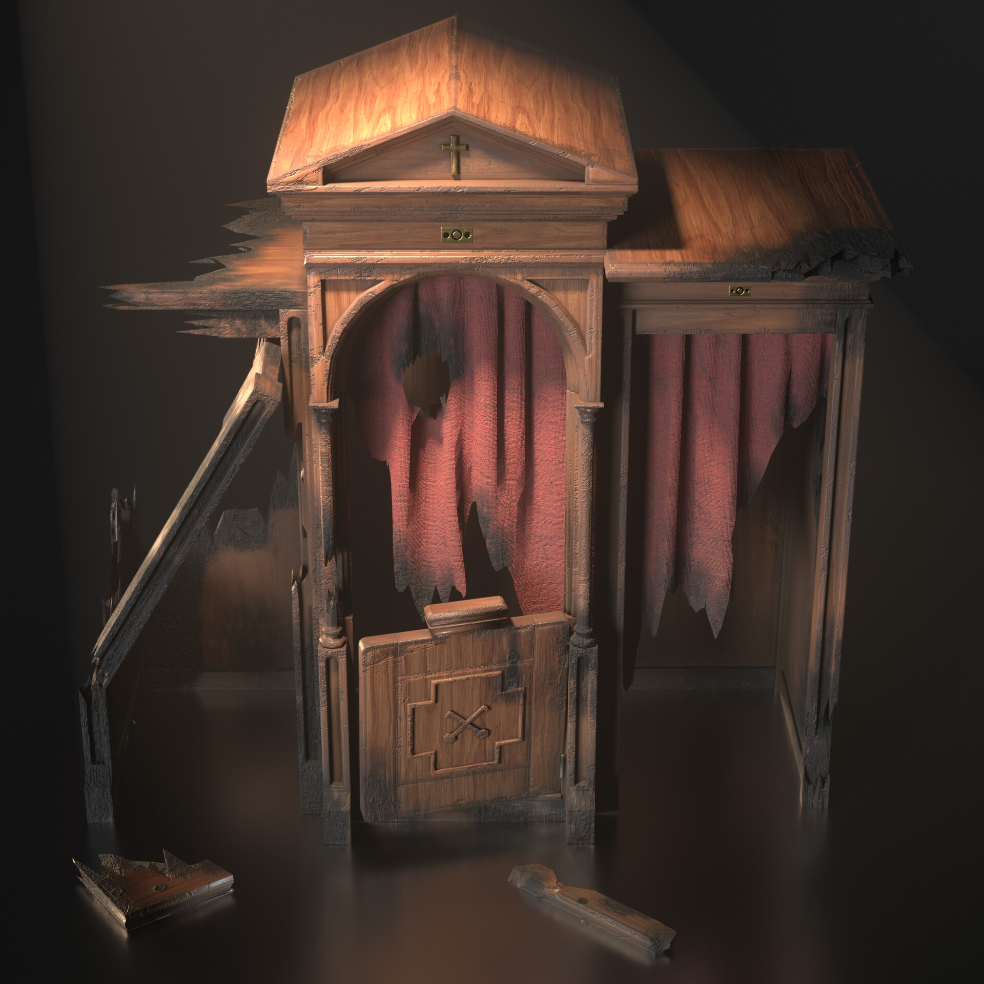 ArtStation - Wood confessional damage version