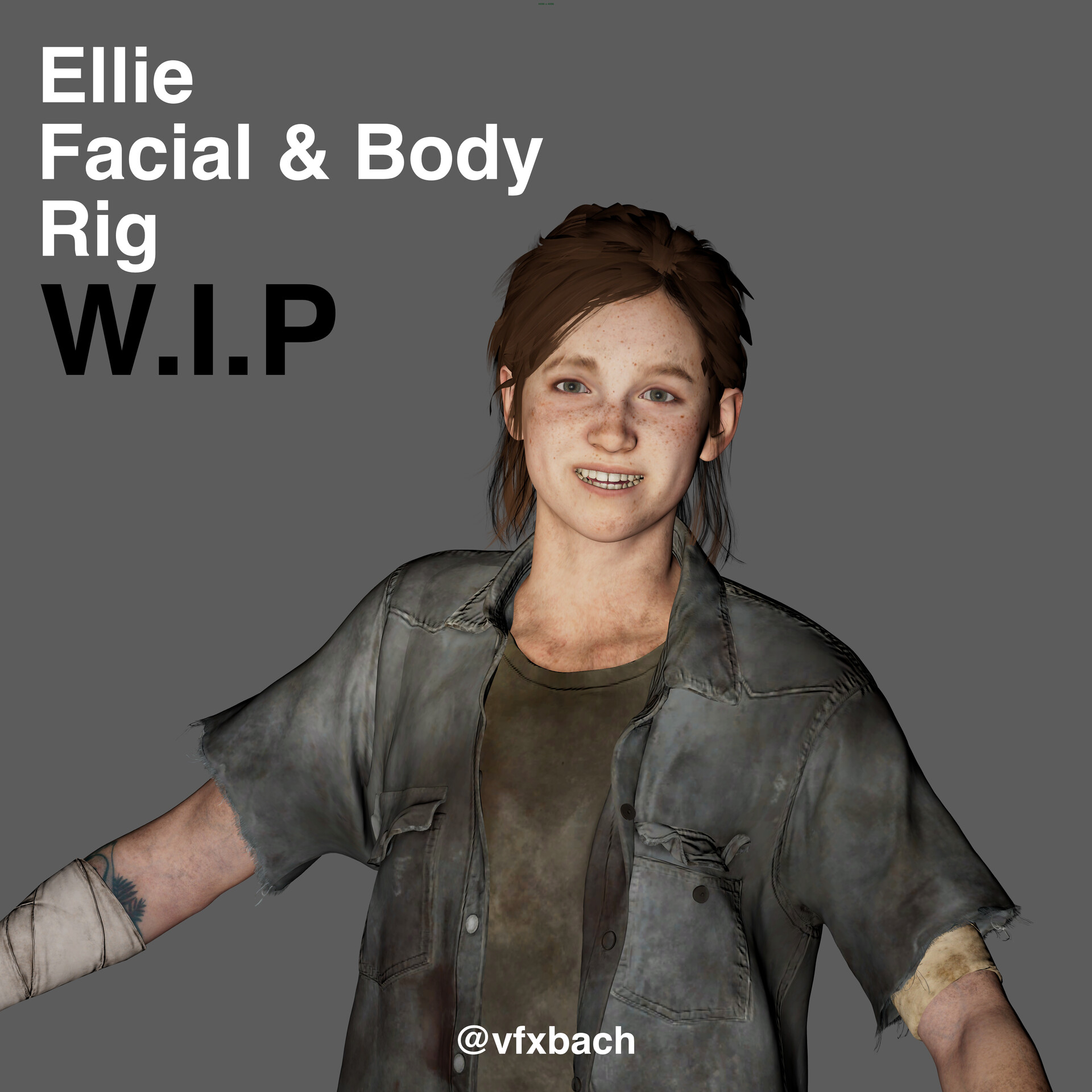 ArtStation - Ellie - TLOU 2 Maya (Facial & Body Rig) - W.I.P