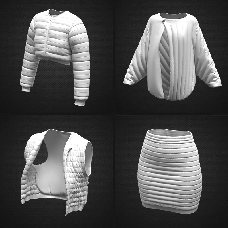 ArtStation - 27 BASIC PUFFED CLOTHES COLLECTION: ZPRJ + OBJ + FBX ...