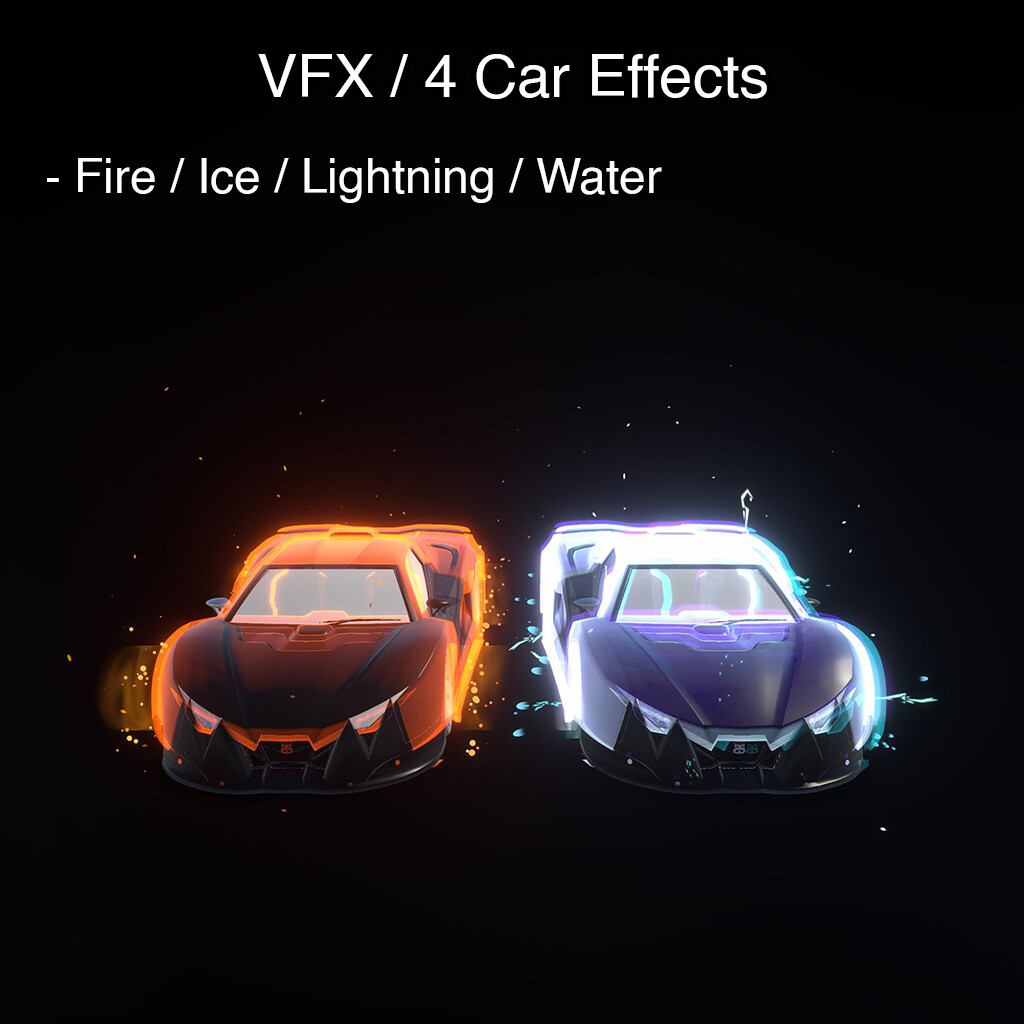 ArtStation - 4 Car Effects (Fire/ Ice / Lightning/ Water