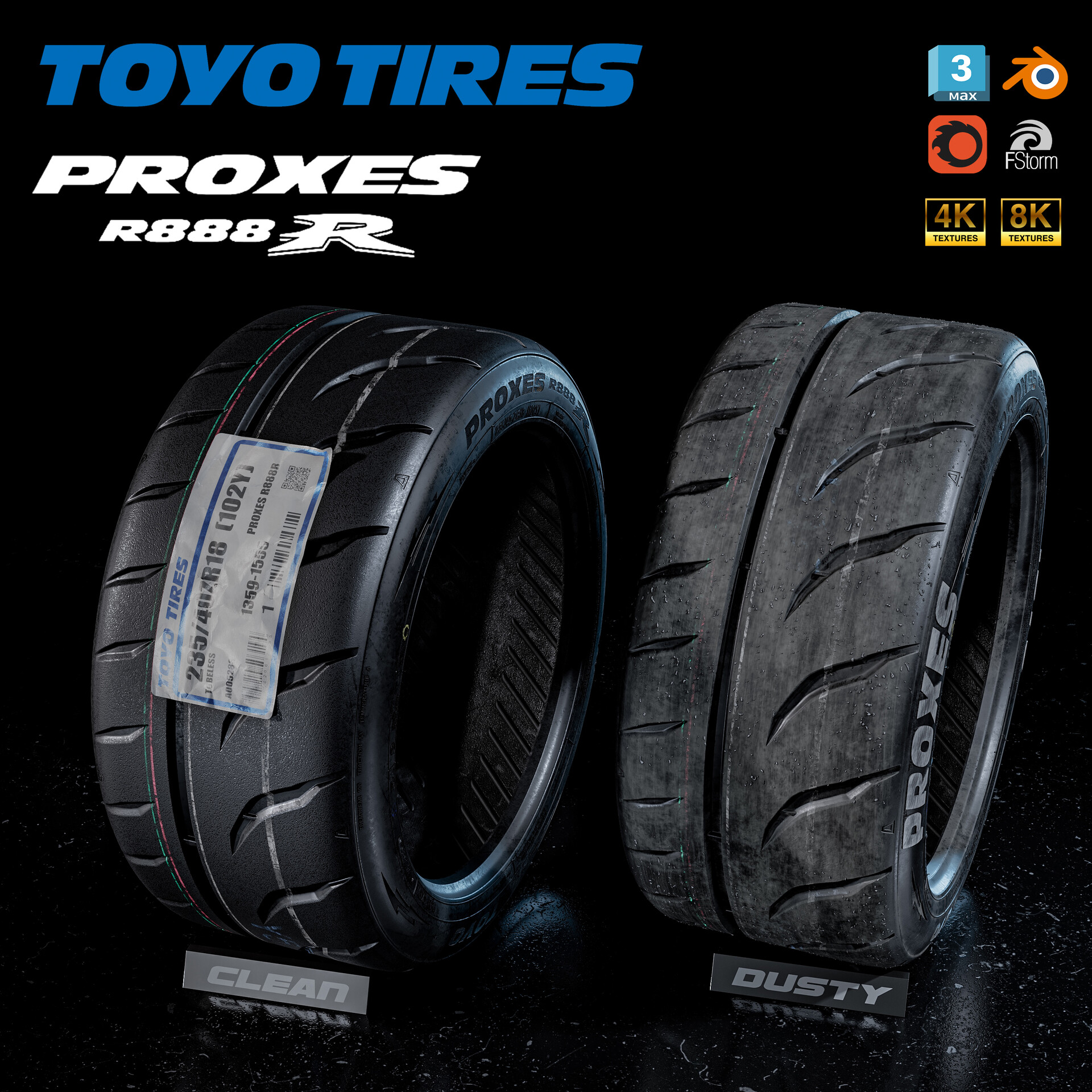 ArtStation - Tire Toyo Proxes R888R (Full 3D, Highest Quality)