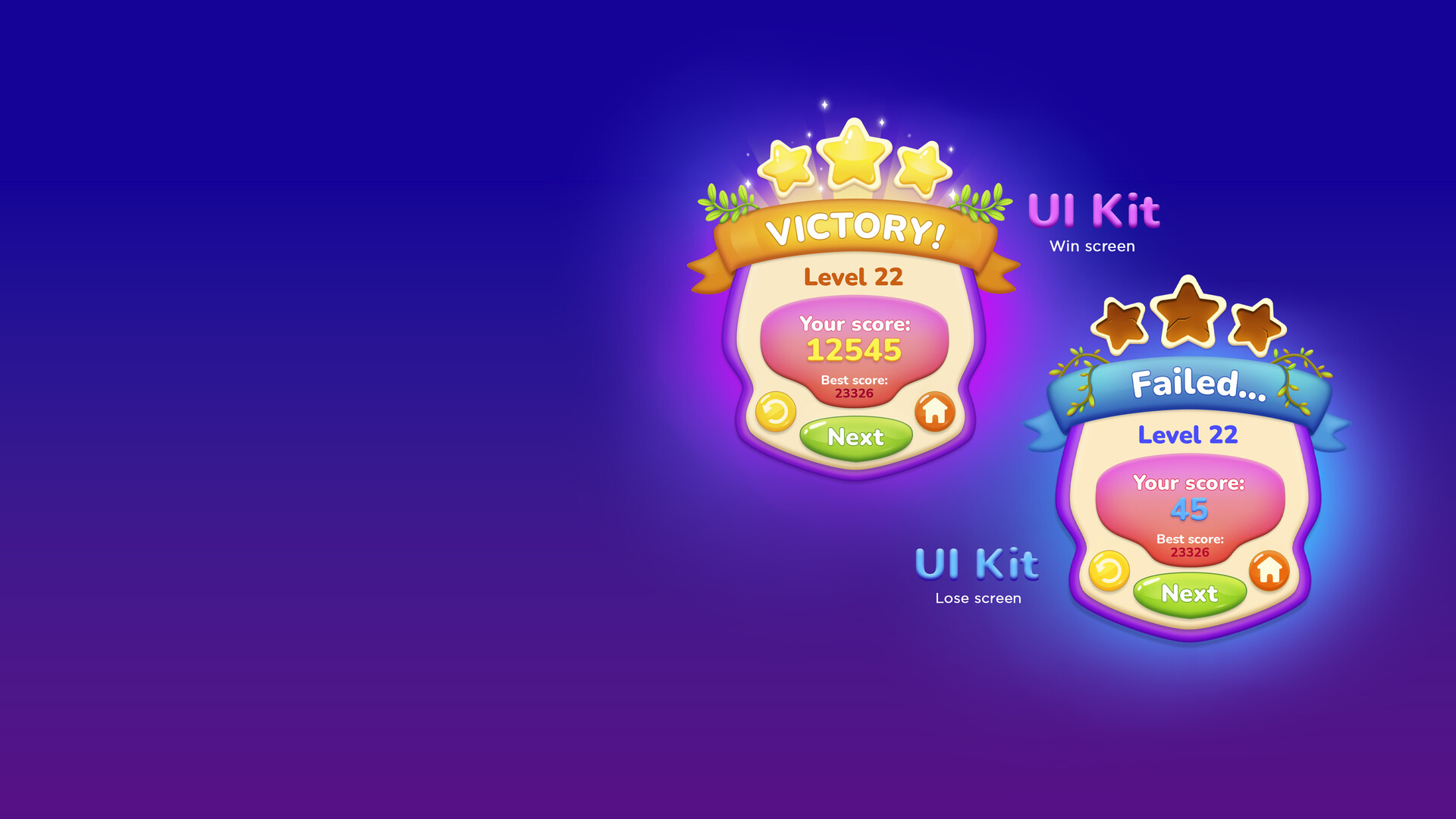 ArtStation - Win/Lose game screens