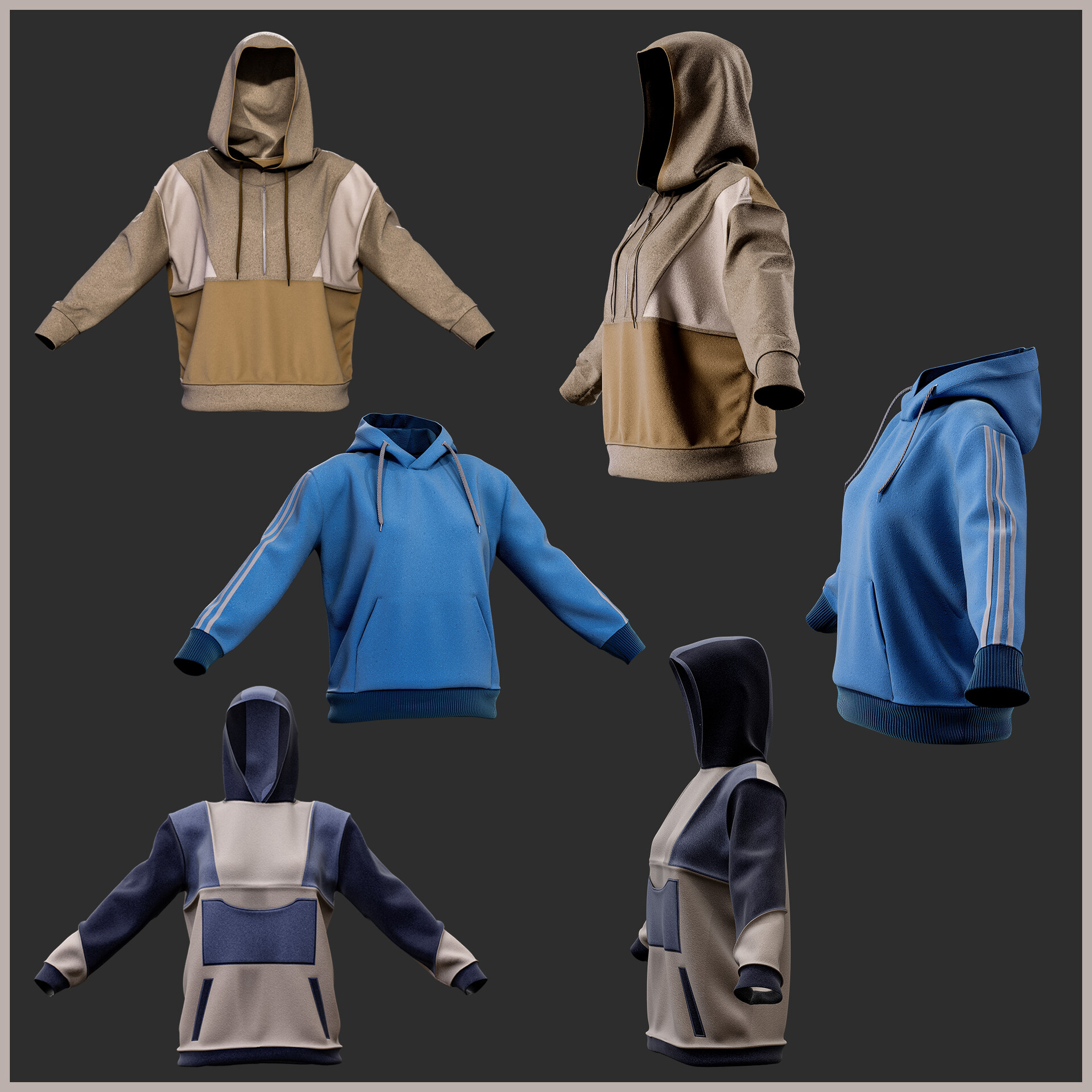 ArtStation - 3 Models of women’s hoodies