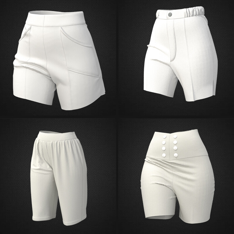 ArtStation - 17+1 BASIC WOMEN'S SHORTS COLLECTION / ZPRJ + OBJ + FBX ...
