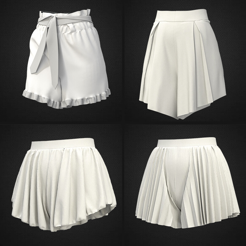 ArtStation - 17+1 BASIC WOMEN'S SHORTS COLLECTION / ZPRJ + OBJ + FBX ...