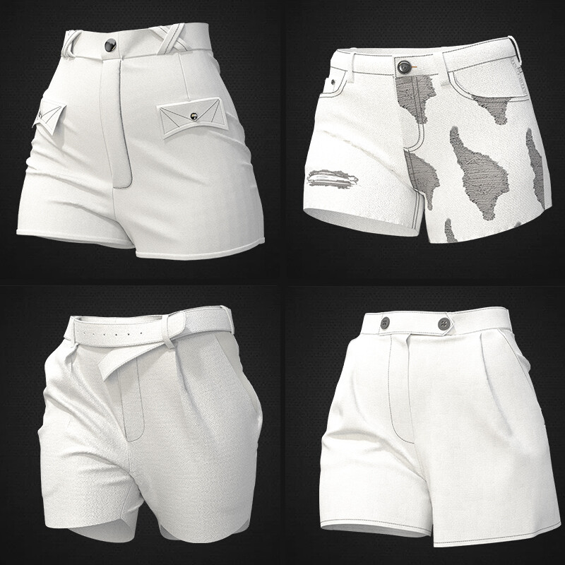 ArtStation - 17+1 BASIC WOMEN'S SHORTS COLLECTION / ZPRJ + OBJ + FBX ...