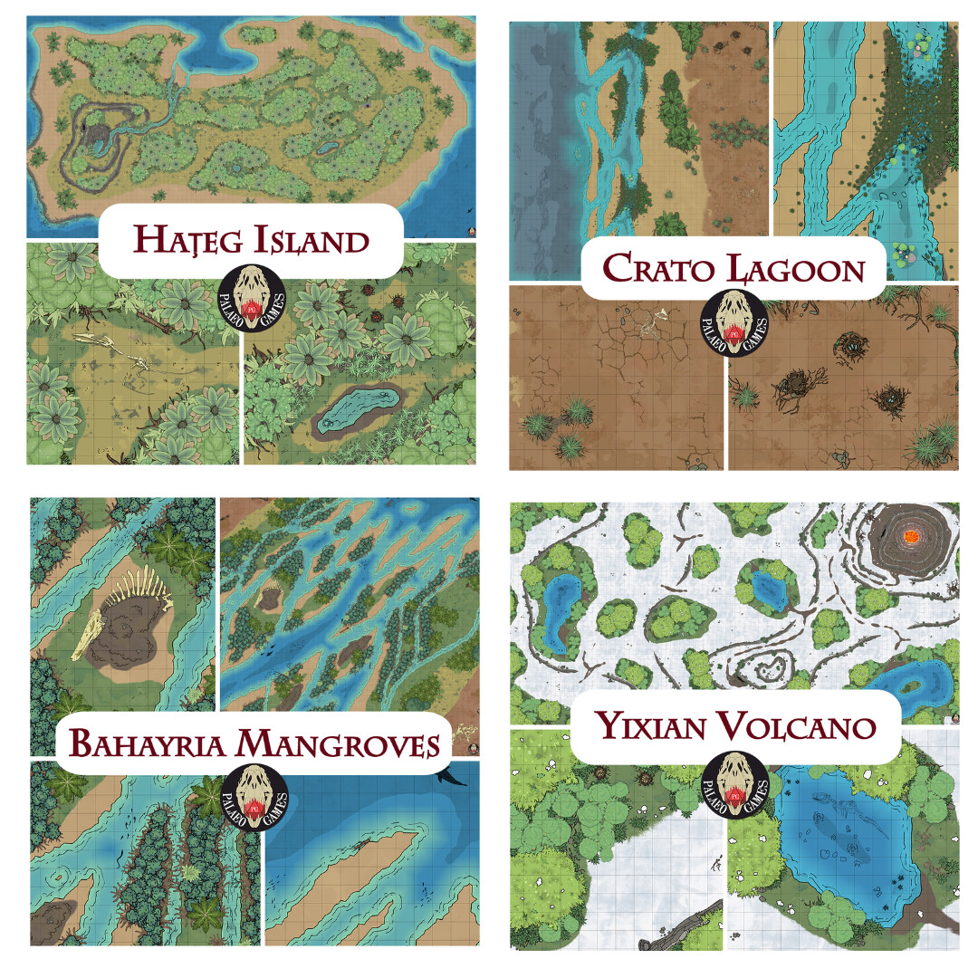 ArtStation - Dr Dhrolins Dictionary of Dinosaurs - Battle Maps Designs