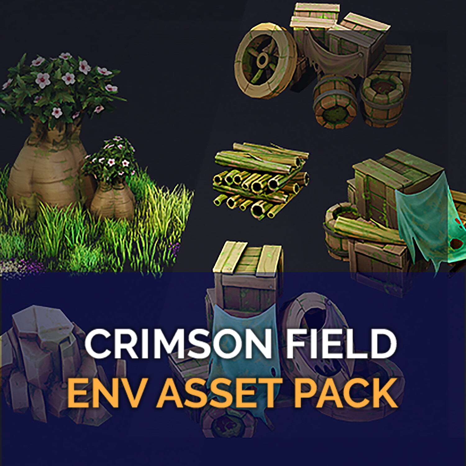 ArtStation - Crimson Field Stylized Full Modular Package
