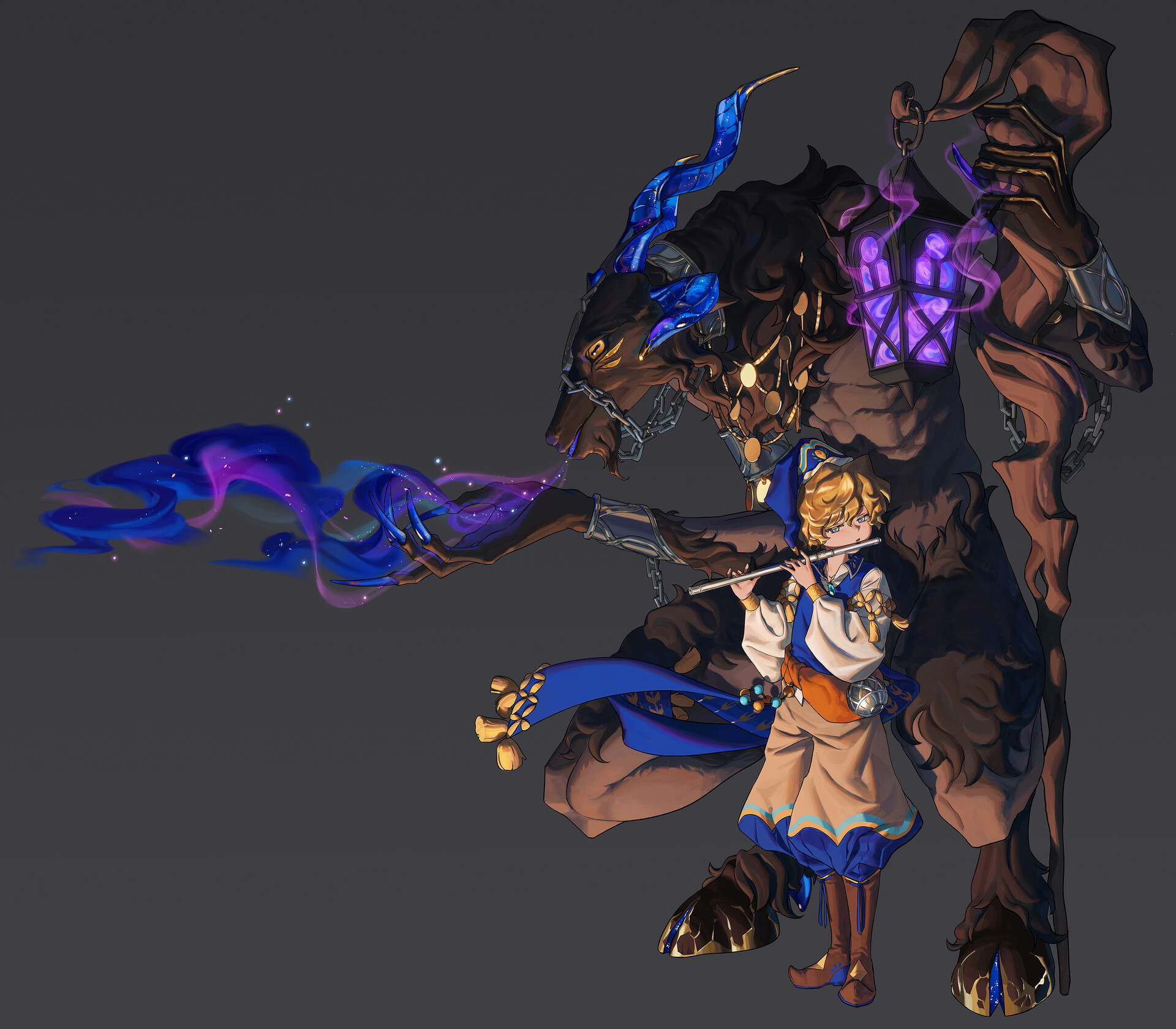 ArtStation - Flute boy with a mythological creature