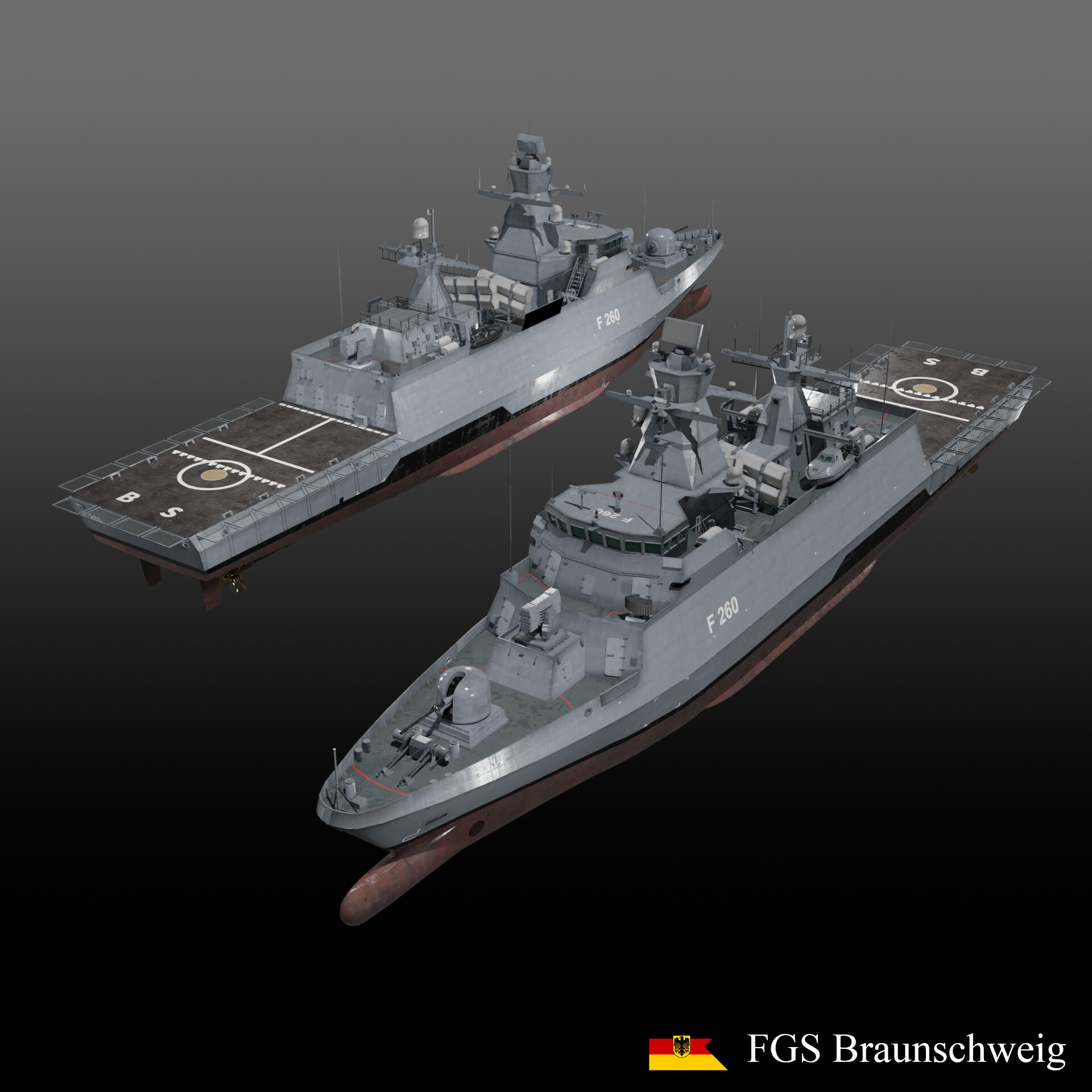 ArtStation - K130 Braunschweig class corvette game-ready model