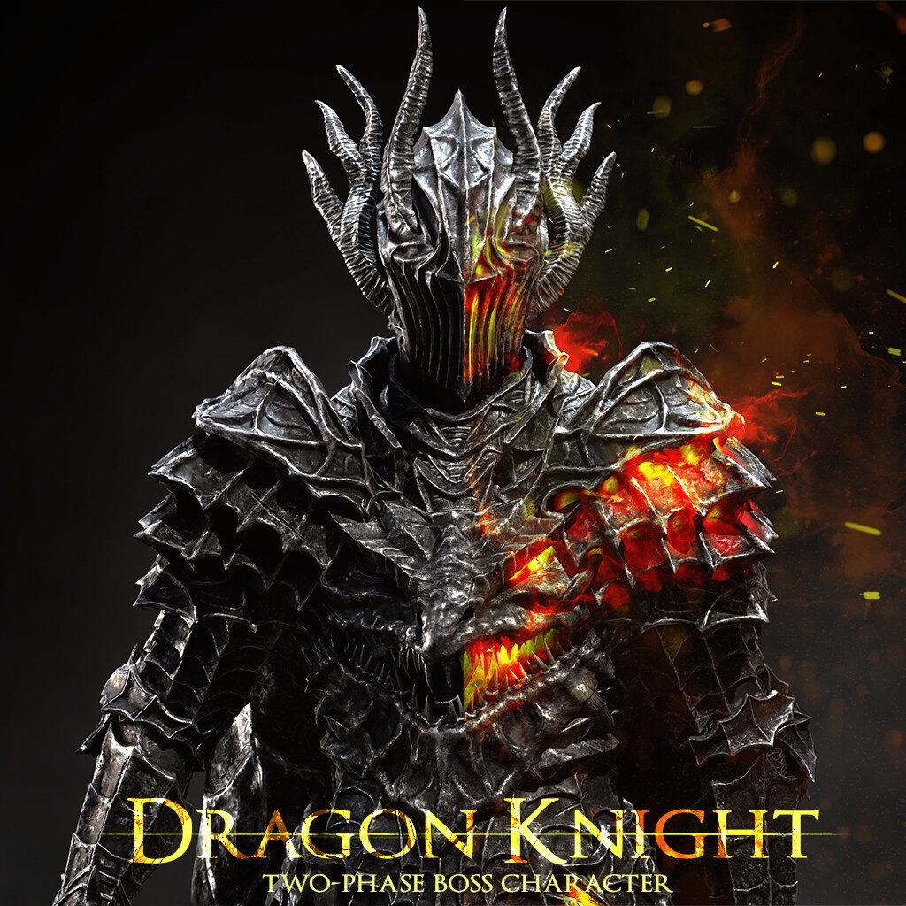 ArtStation - Dark fatnasy Dragon Knight | 2-phase boss character