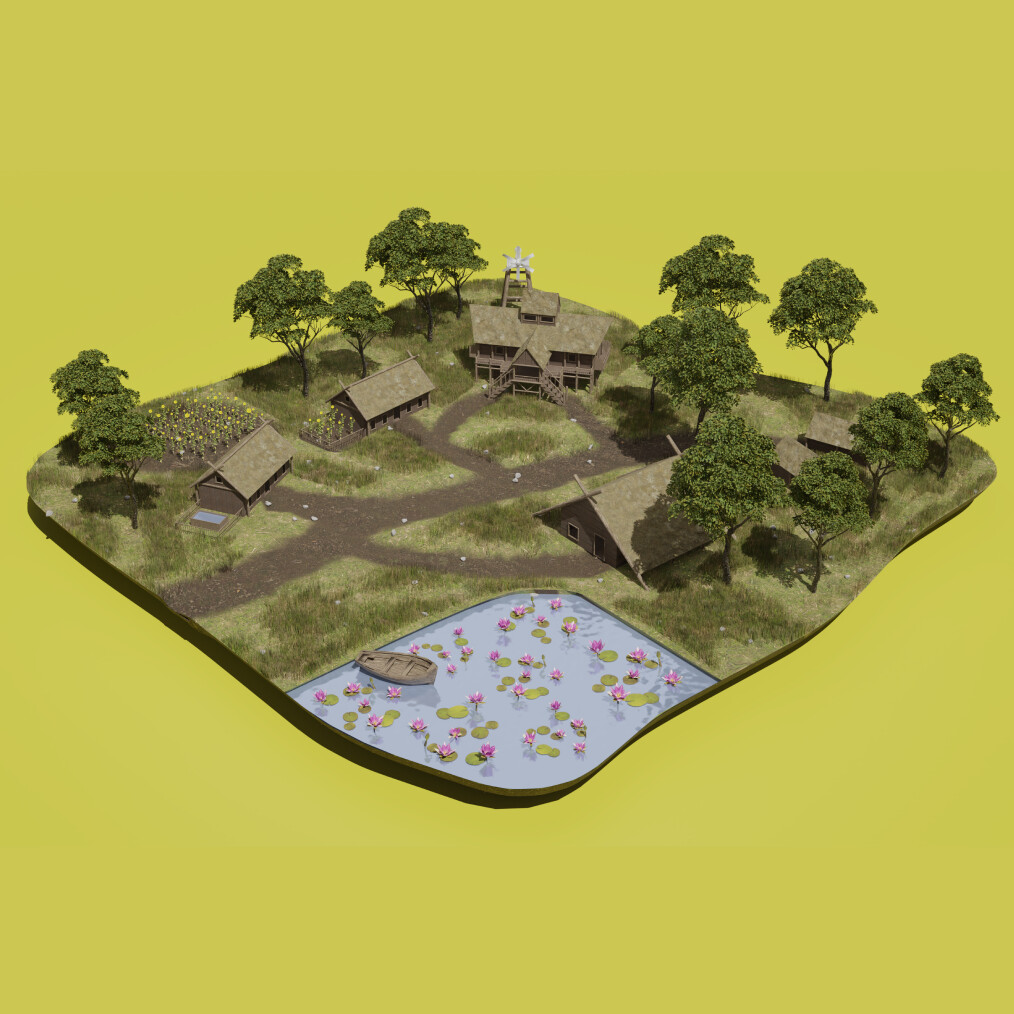ArtStation - Peaceful Village - 3D Scene