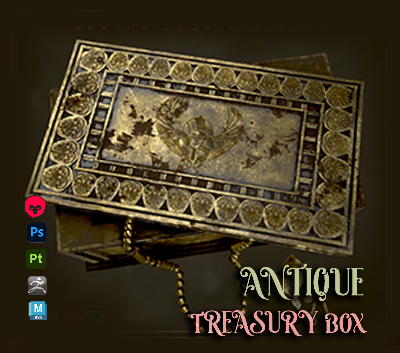 ArtStation - ANTIQUE TREASURY BOX_Wip