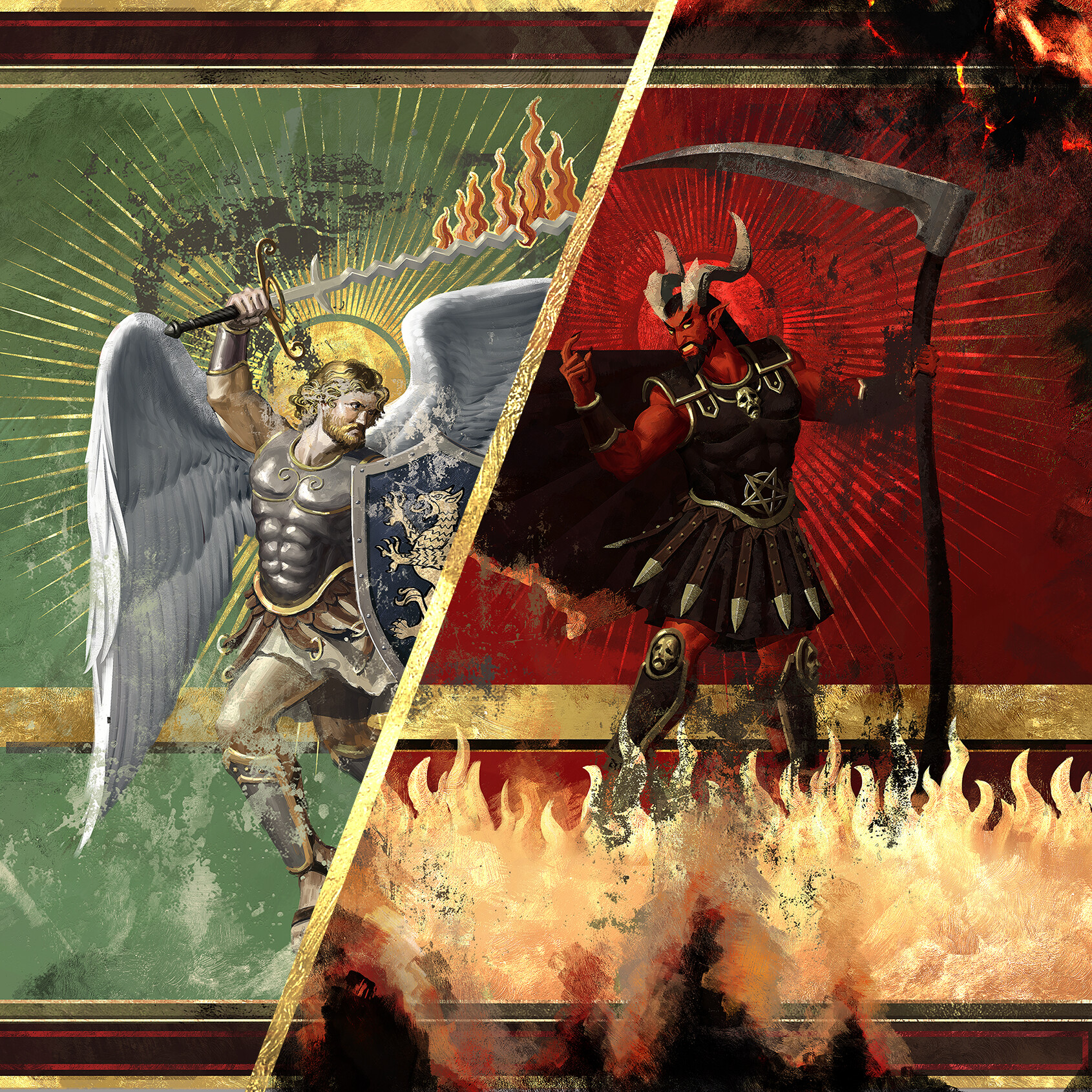 ArtStation - Archangel vs archdevil fresco, Heroes 3