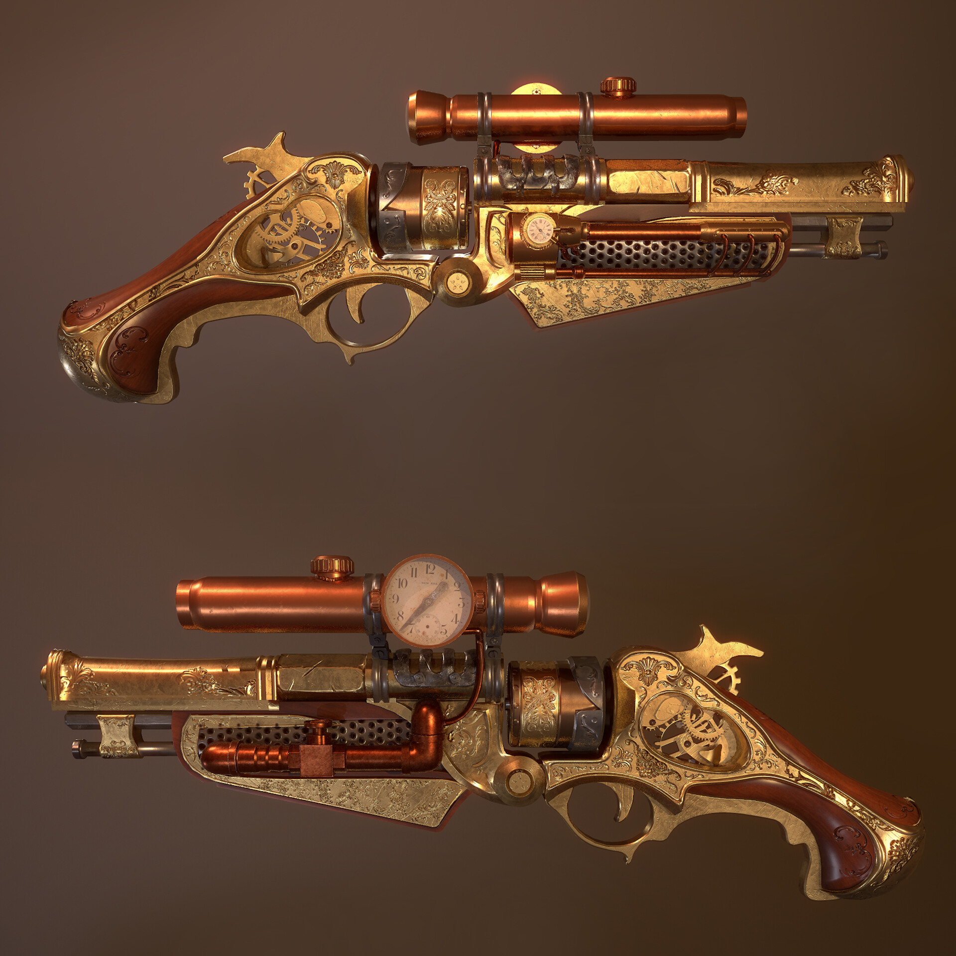 ArtStation - Steampunk gun revolver