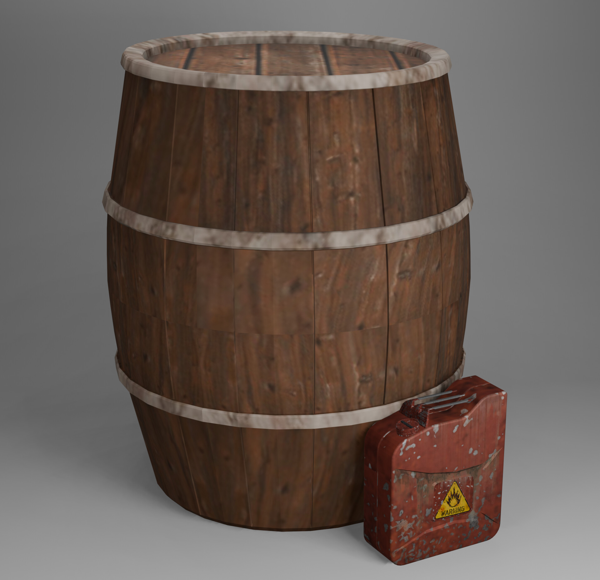 ArtStation - 3D Barrel and gasoline bottle model