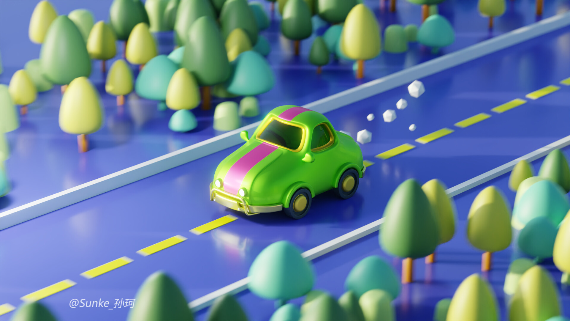 ArtStation - Low polygon cute cartoon stylizd car scene animation ...