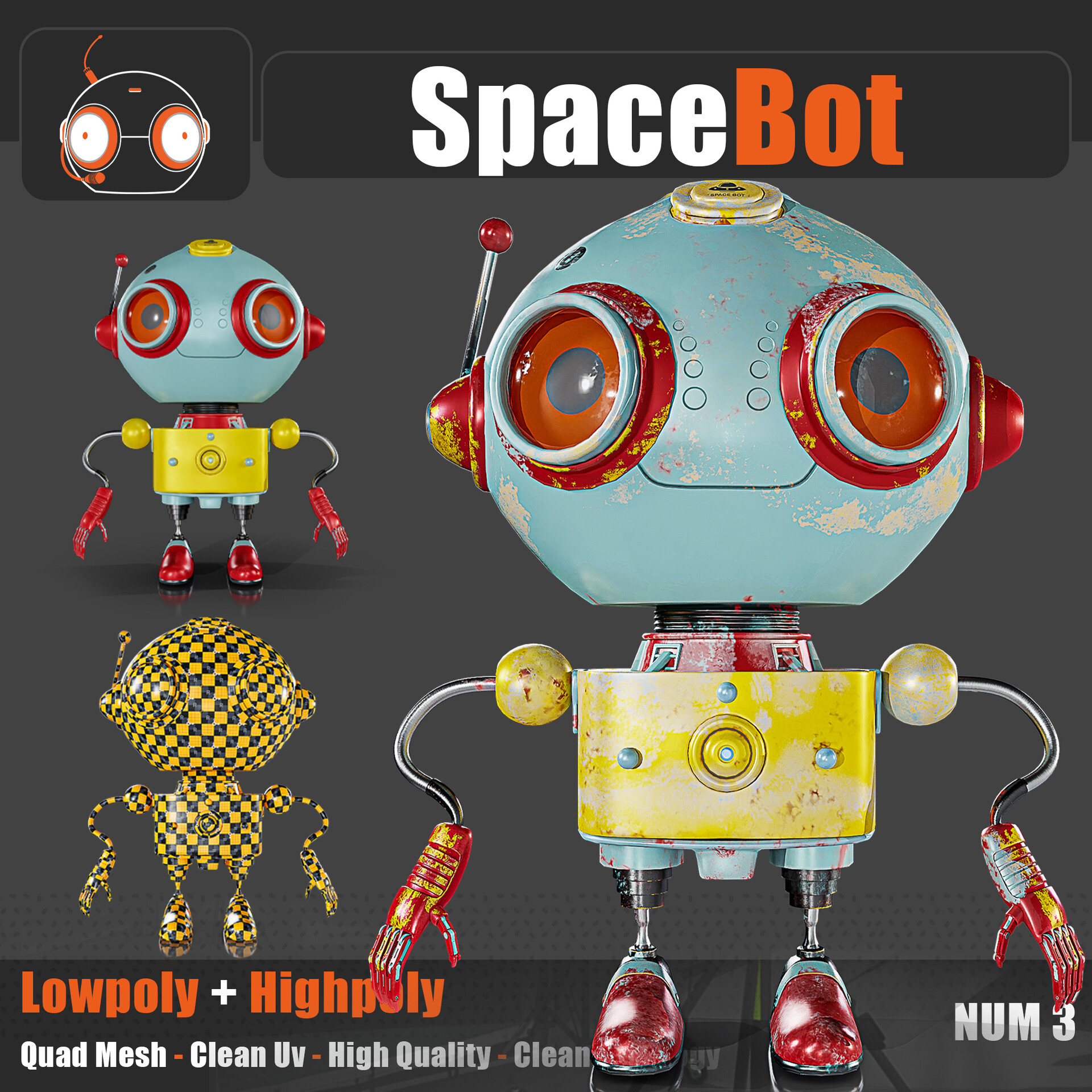 ArtStation - SpaceBot Robot (Fbx-Obj-Max File 2021)