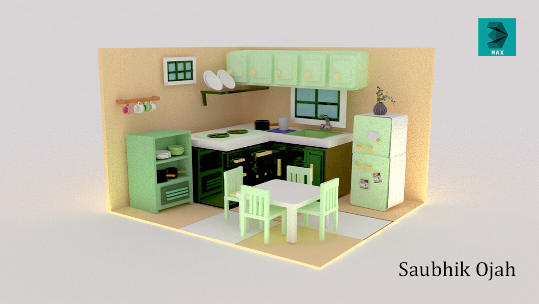 ArtStation - Lopoly Kitchen interior modelling