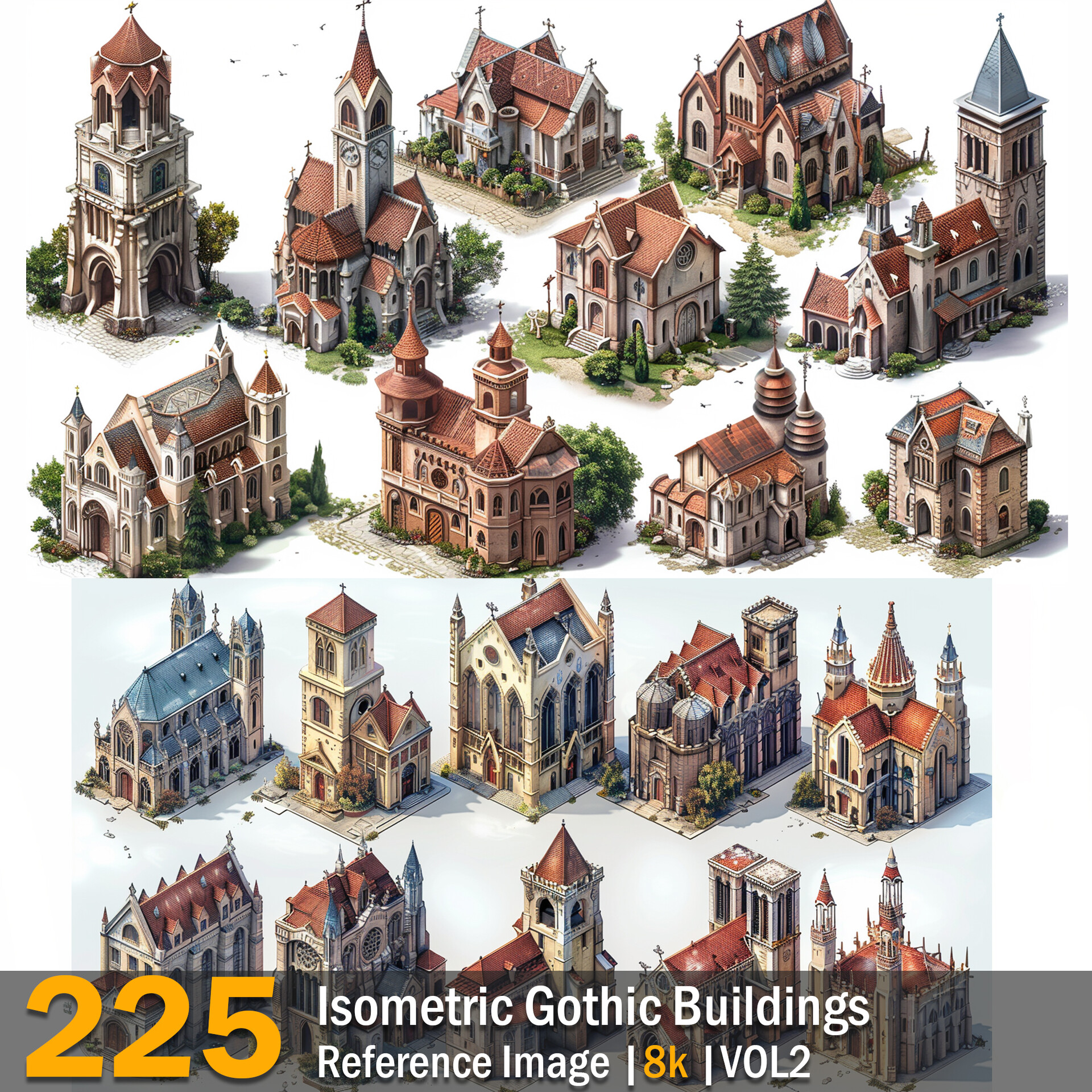 ArtStation - Isometric Gothic Buildings | Reference Images | 8K | VOL2