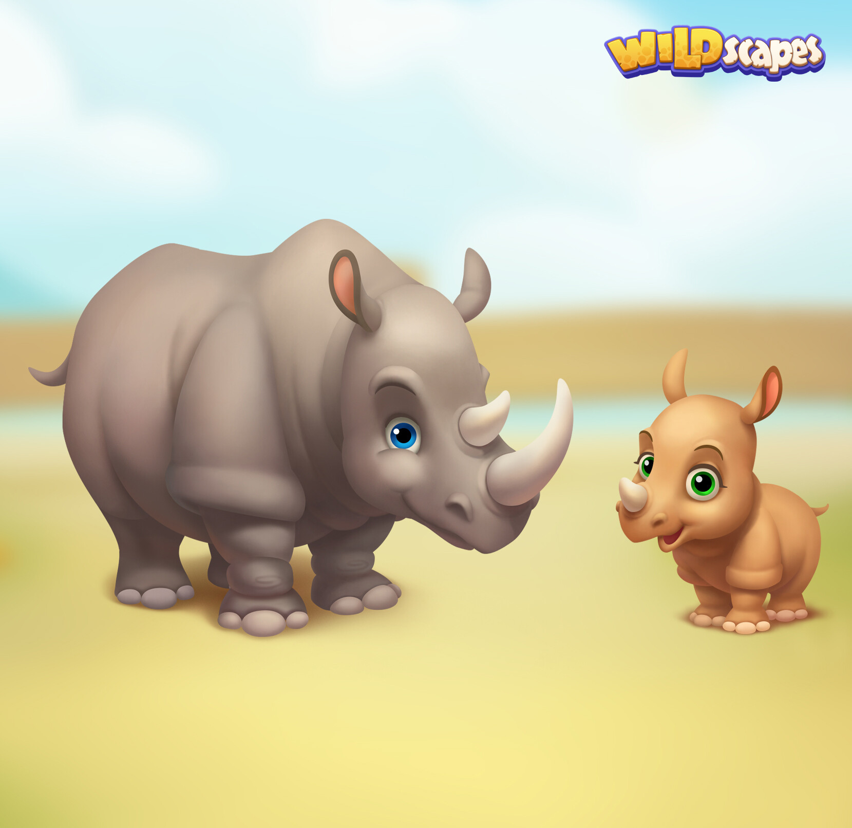ArtStation - Rhino family set for the Wildscapes (Playrix)