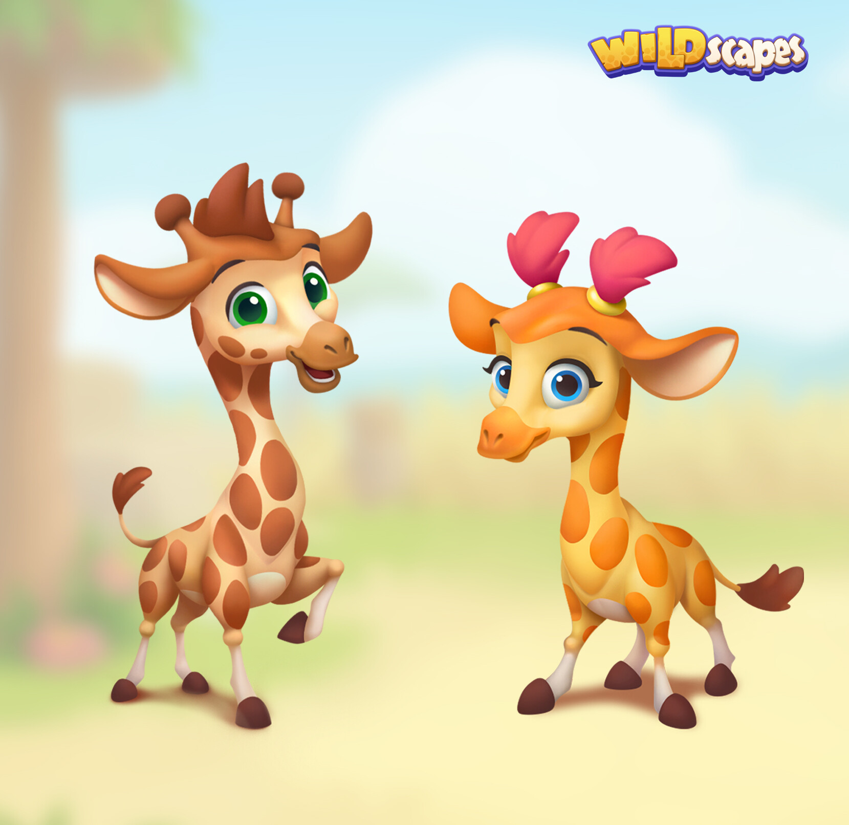 ArtStation - Little girrafe characters for the Wildscapes (Playrix)