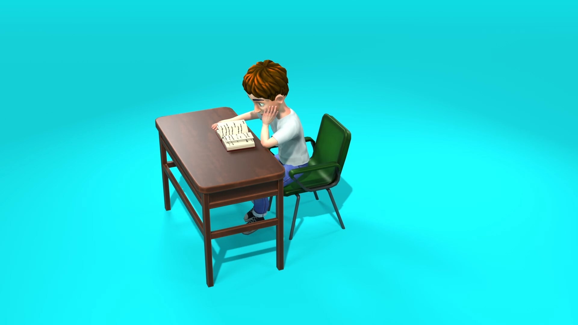 ArtStation - Studying at a desk - 3D Animation