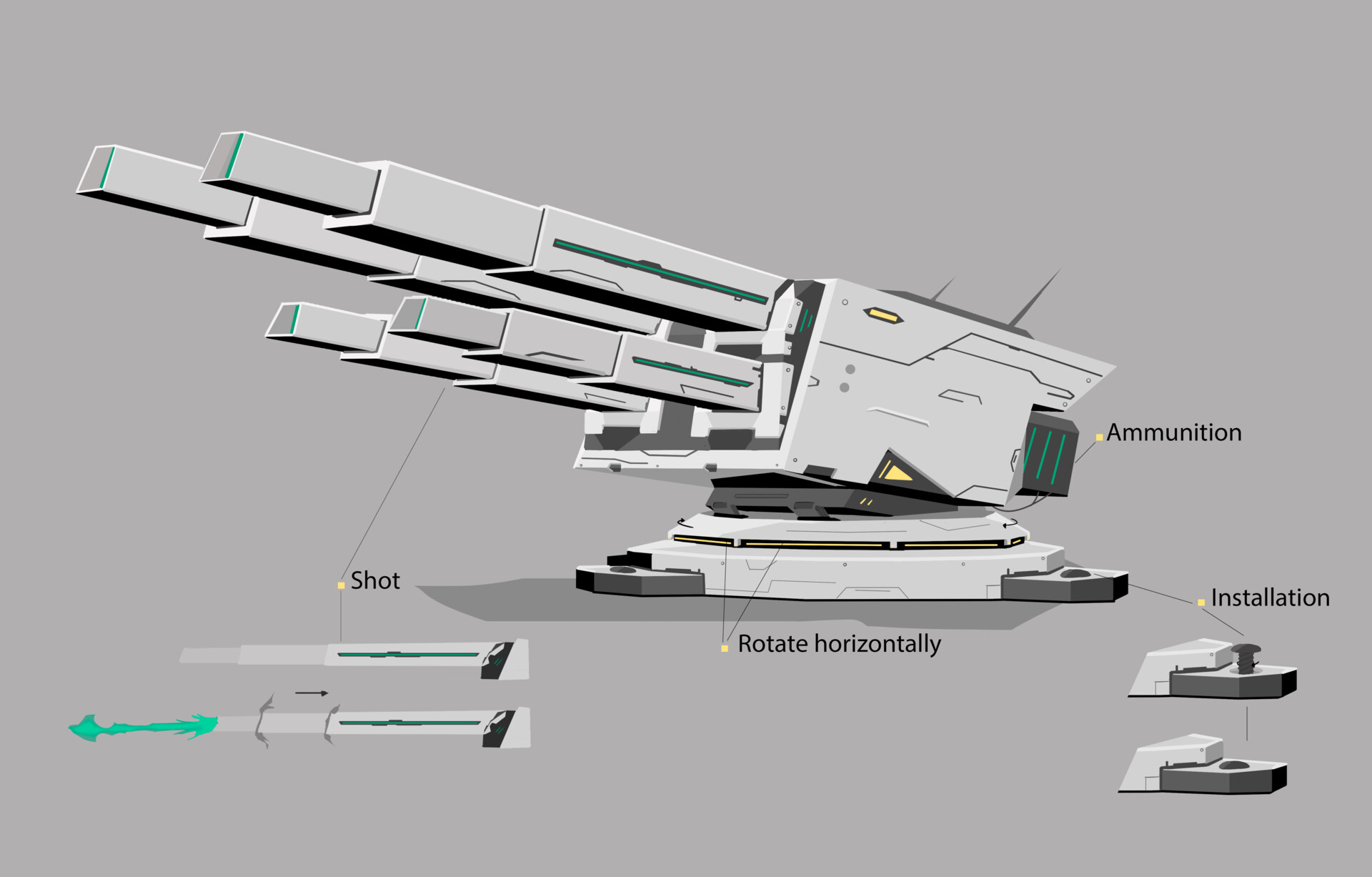 ArtStation - Spaceship and guns concept