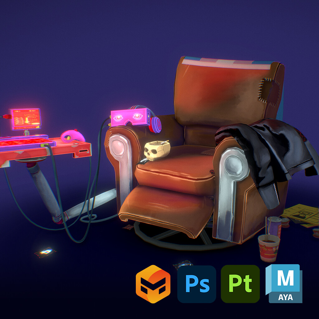 ArtStation - 80's hacker room