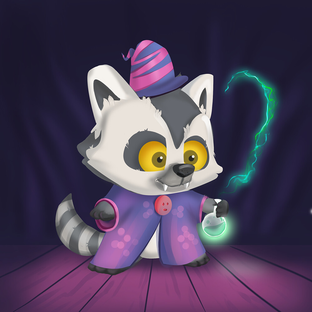 ArtStation - Character Design: Whimsical Raccoon Wizard 🦝🔮
