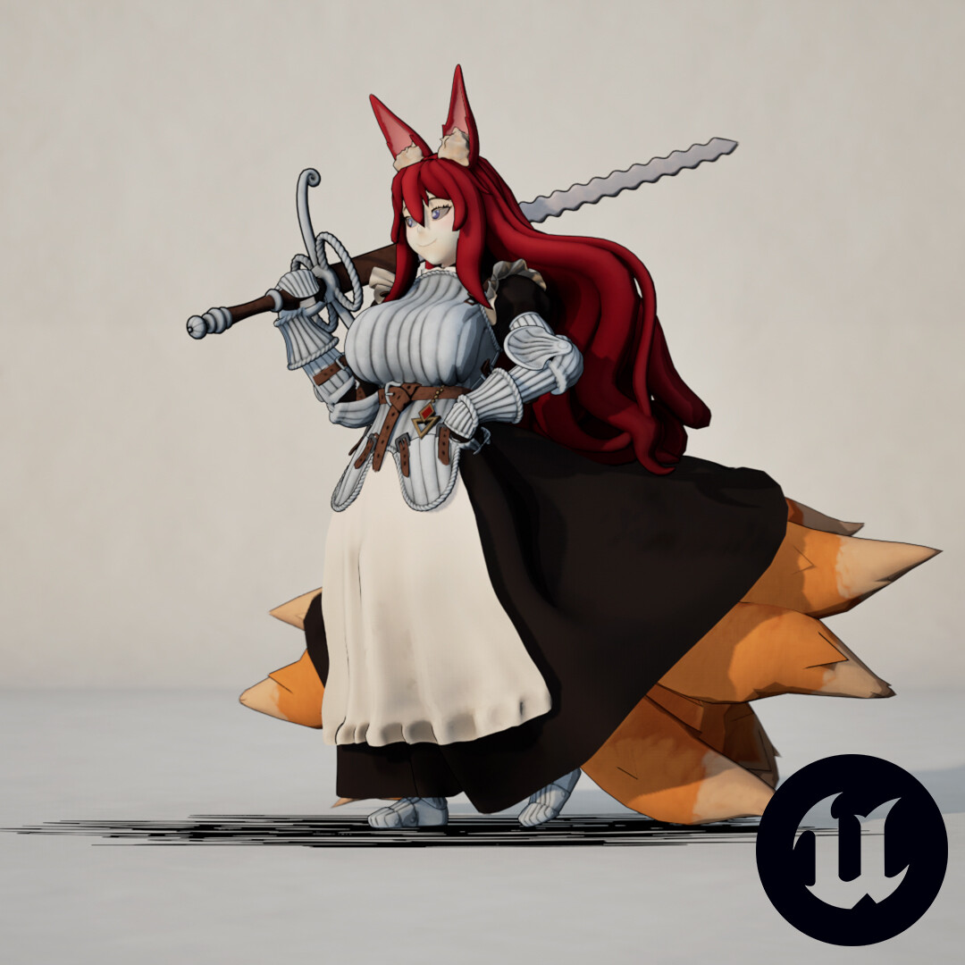 ArtStation - Kitsune Battle Maid