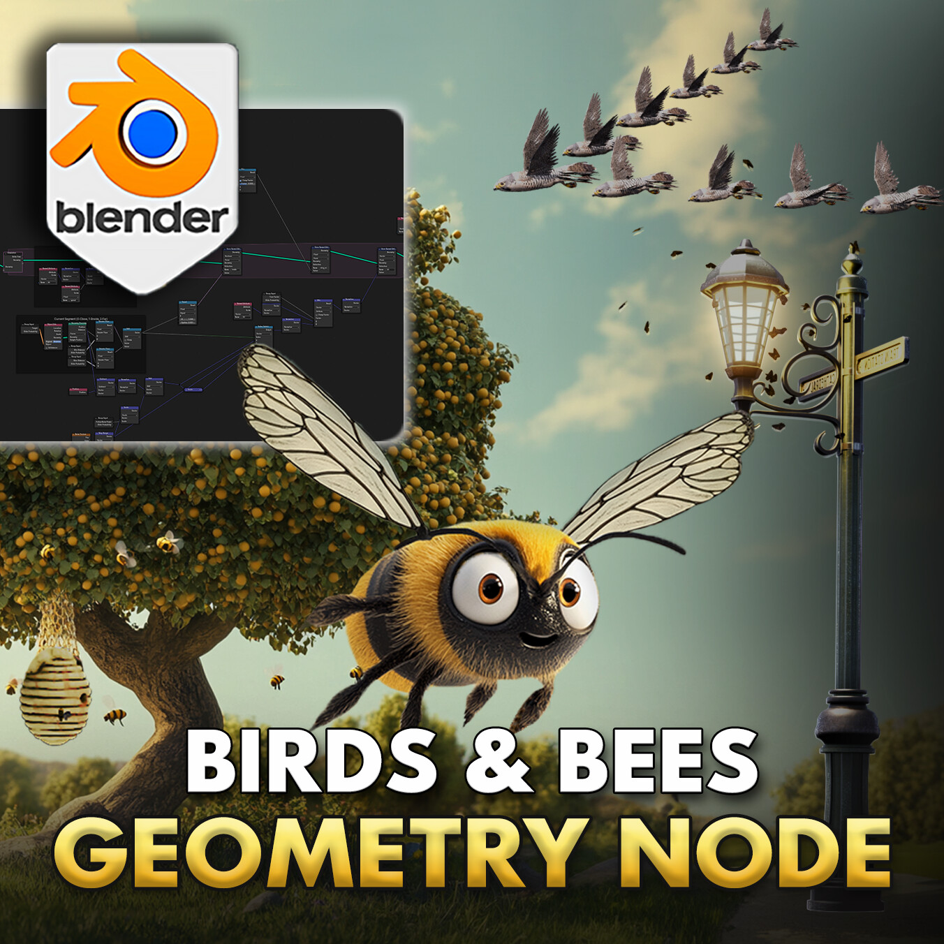 3D Tudor - Birds and Bees Geometry Node