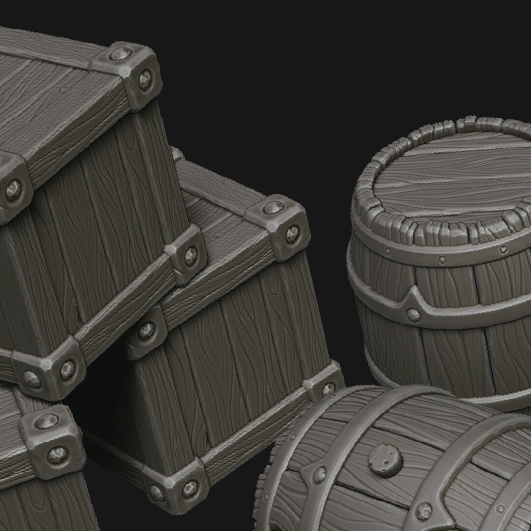 ArtStation - Props: Boxes & Barrels