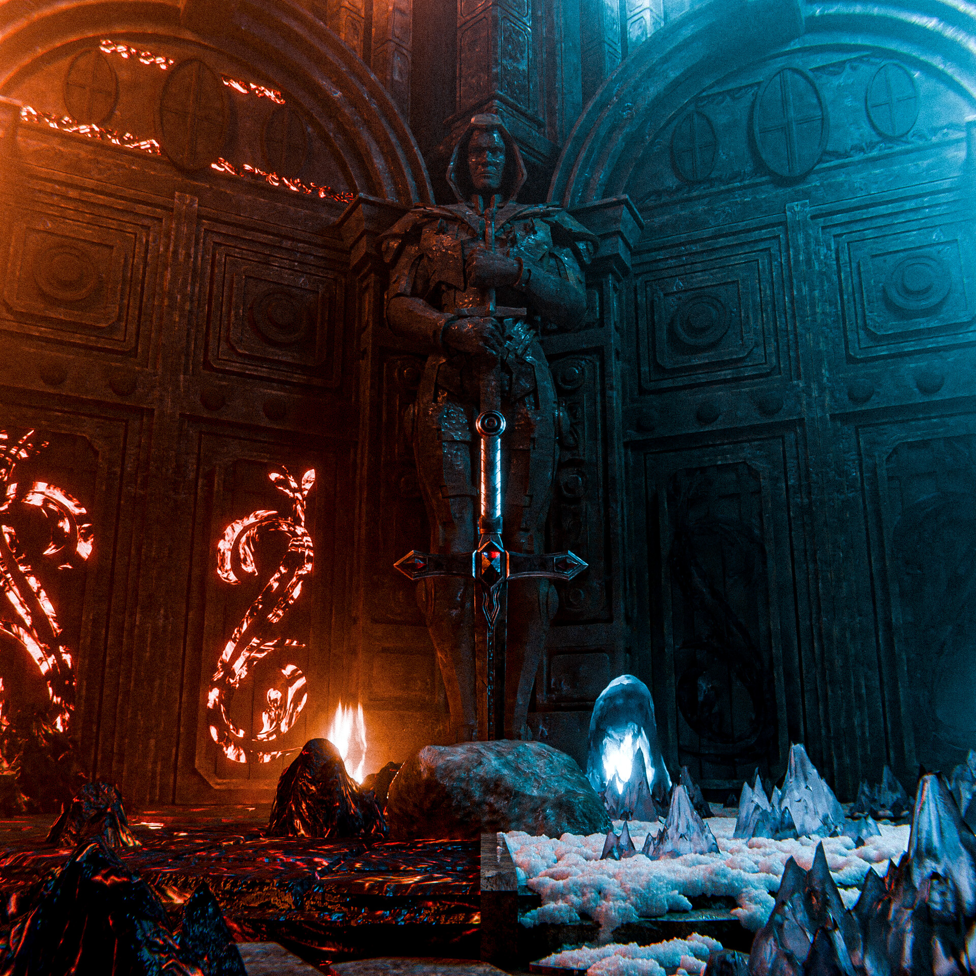 ArtStation - [3D Art] Game Environment Design: Fire & Ice