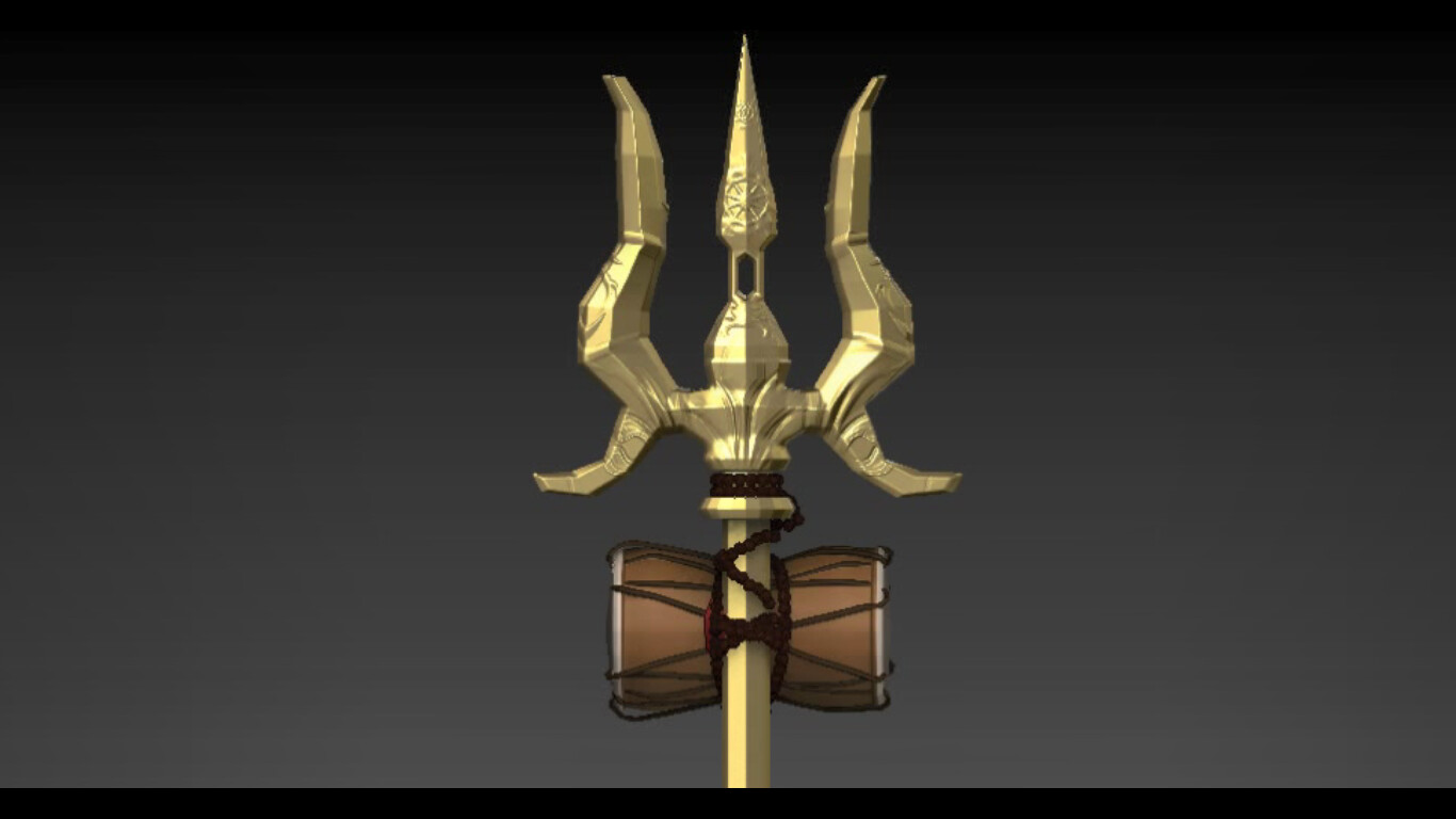 ArtStation - 3D Golden Lord Shiva Trishul