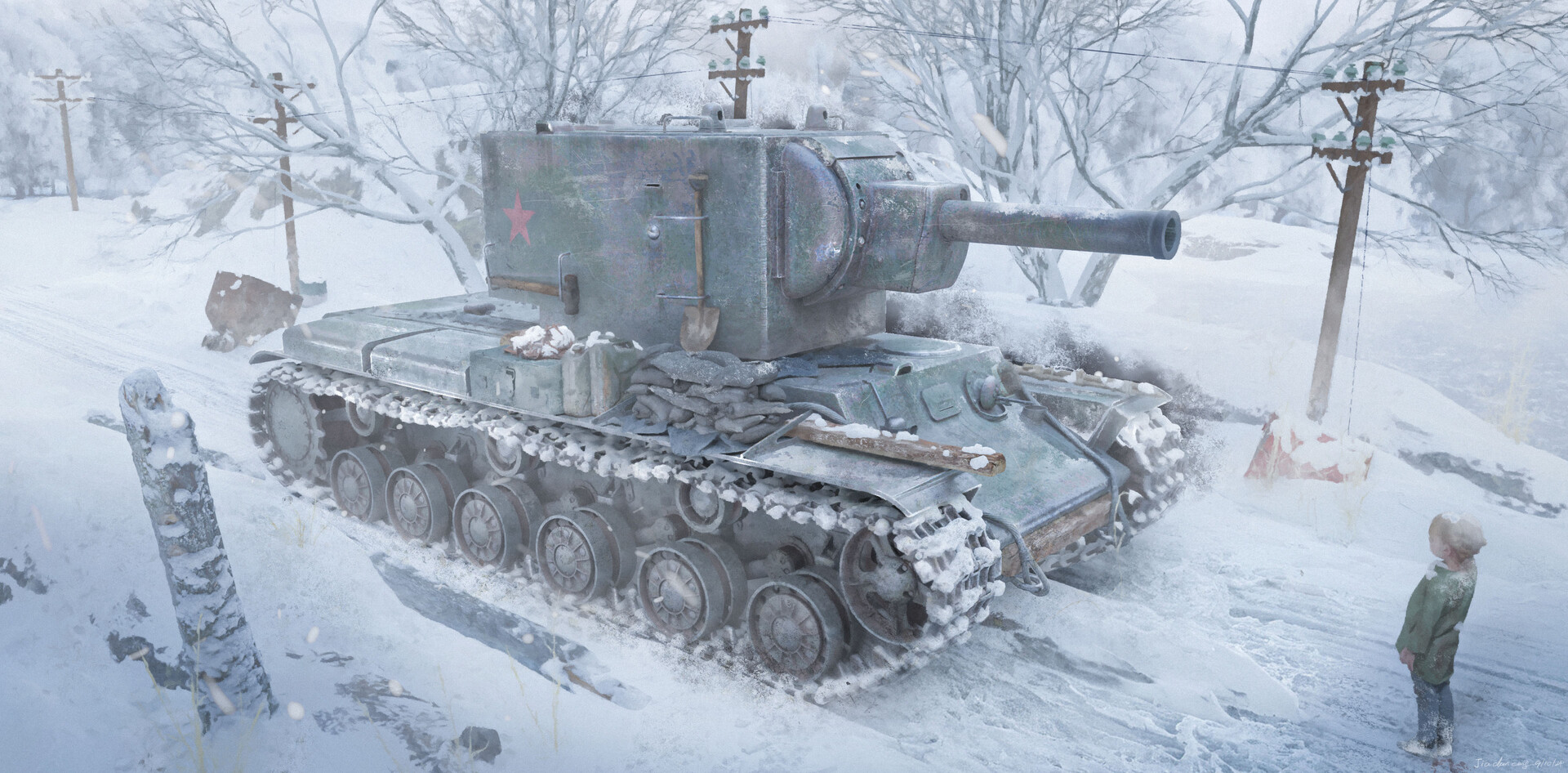 ArtStation - The Soviet kv-2 tanks in the snow