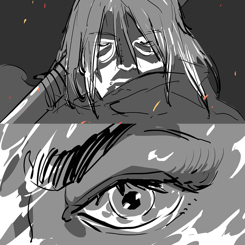 ArtStation - Storyboard Hand Fire Sequence