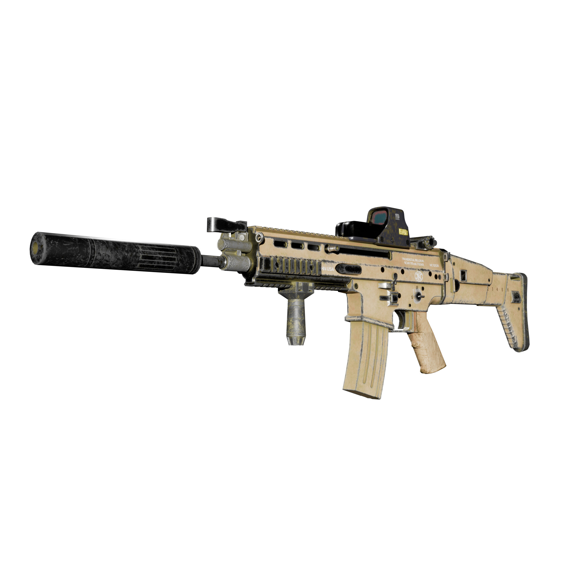 ArtStation - SCAR-L Rifle - Game-Ready Low Poly 3D Model