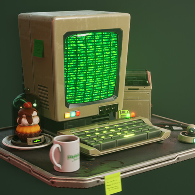 ArtStation - Retro-Futuristic Desktop