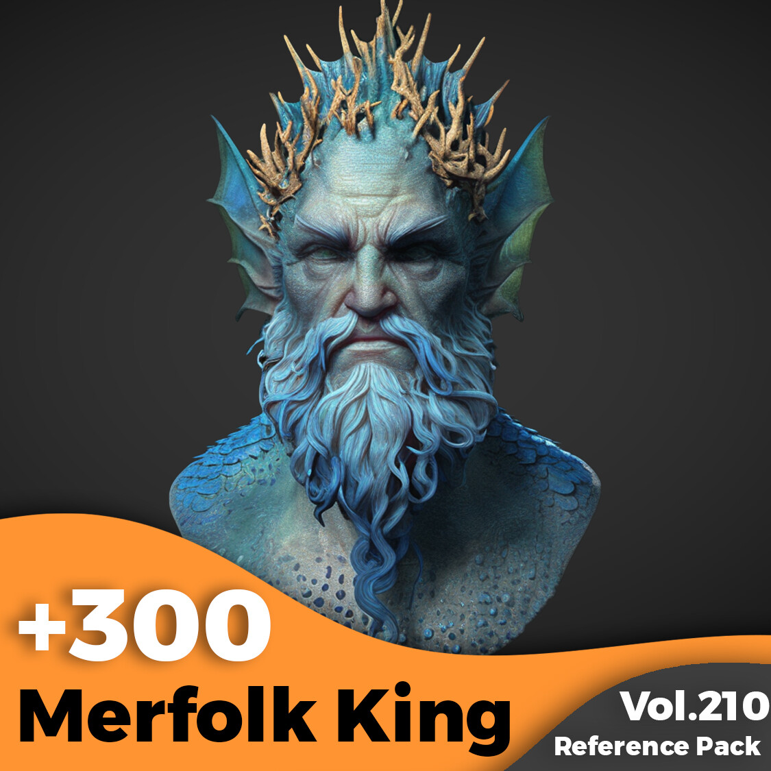ArtStation - +300 Merfolk King Head Sculpt Reference (4k)