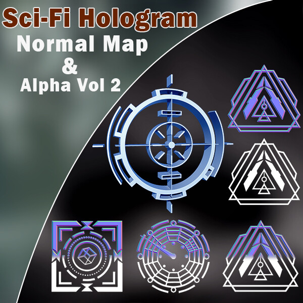 ArtStation - 50 Sci-Fi Hologram Normal Map and Alpha Vol 2